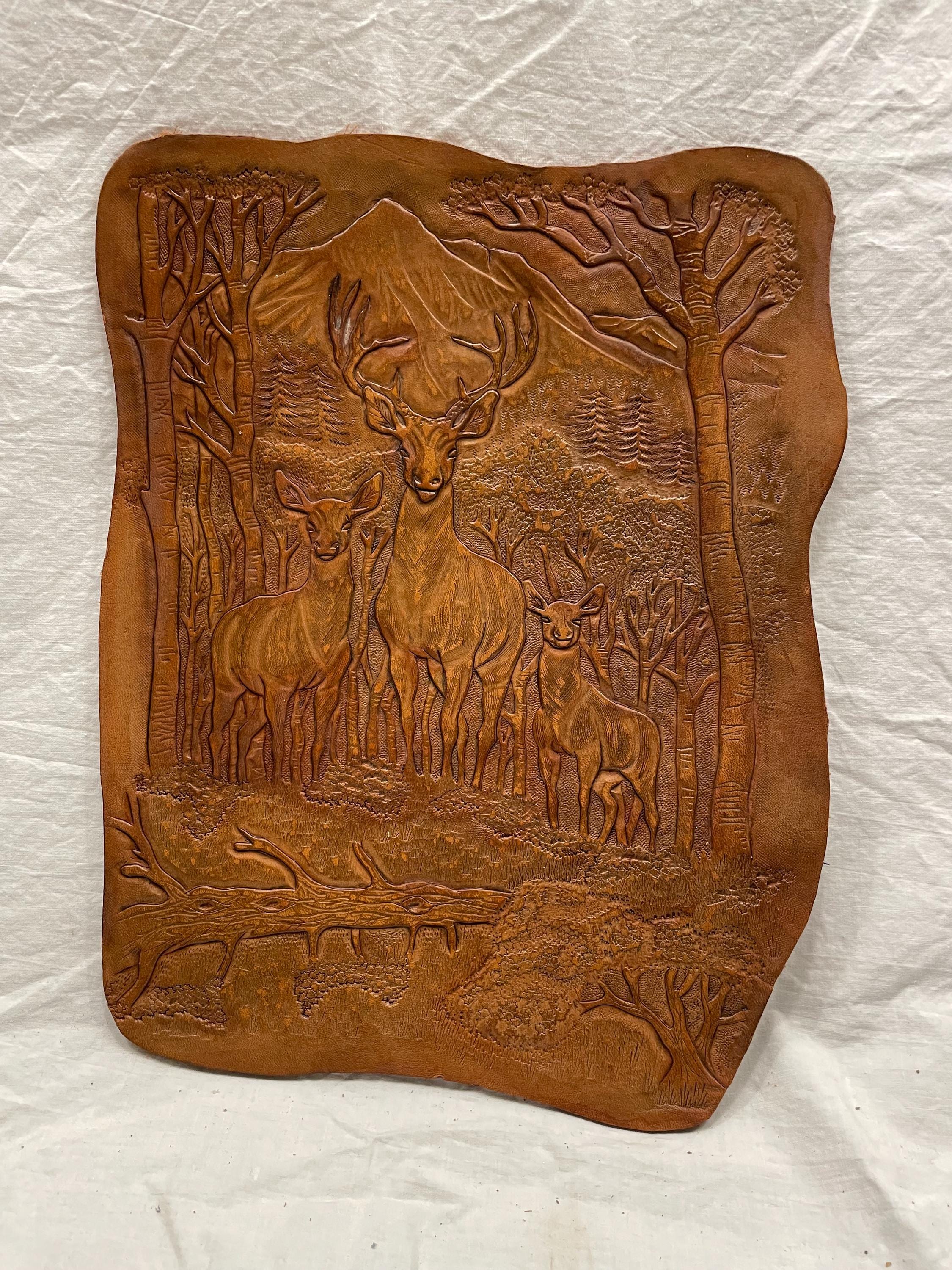 Hand Tooled Carved Leather Wildlife Picture - Etsy