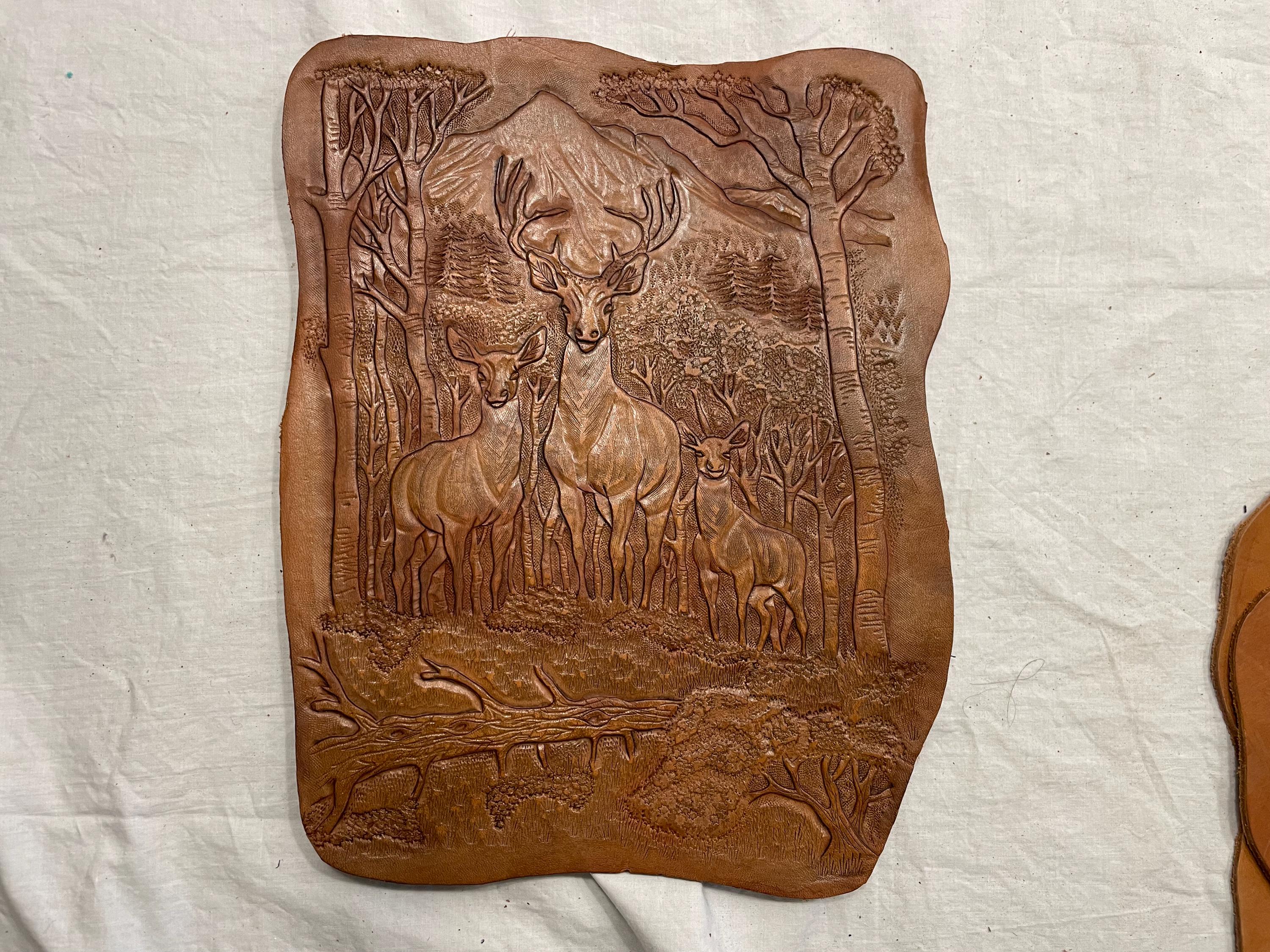 Hand Tooled Carved Leather Wildlife Picture - Etsy