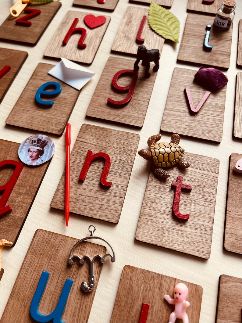 Montessori Wooden Alphabet Cards & Miniatures - Etsy