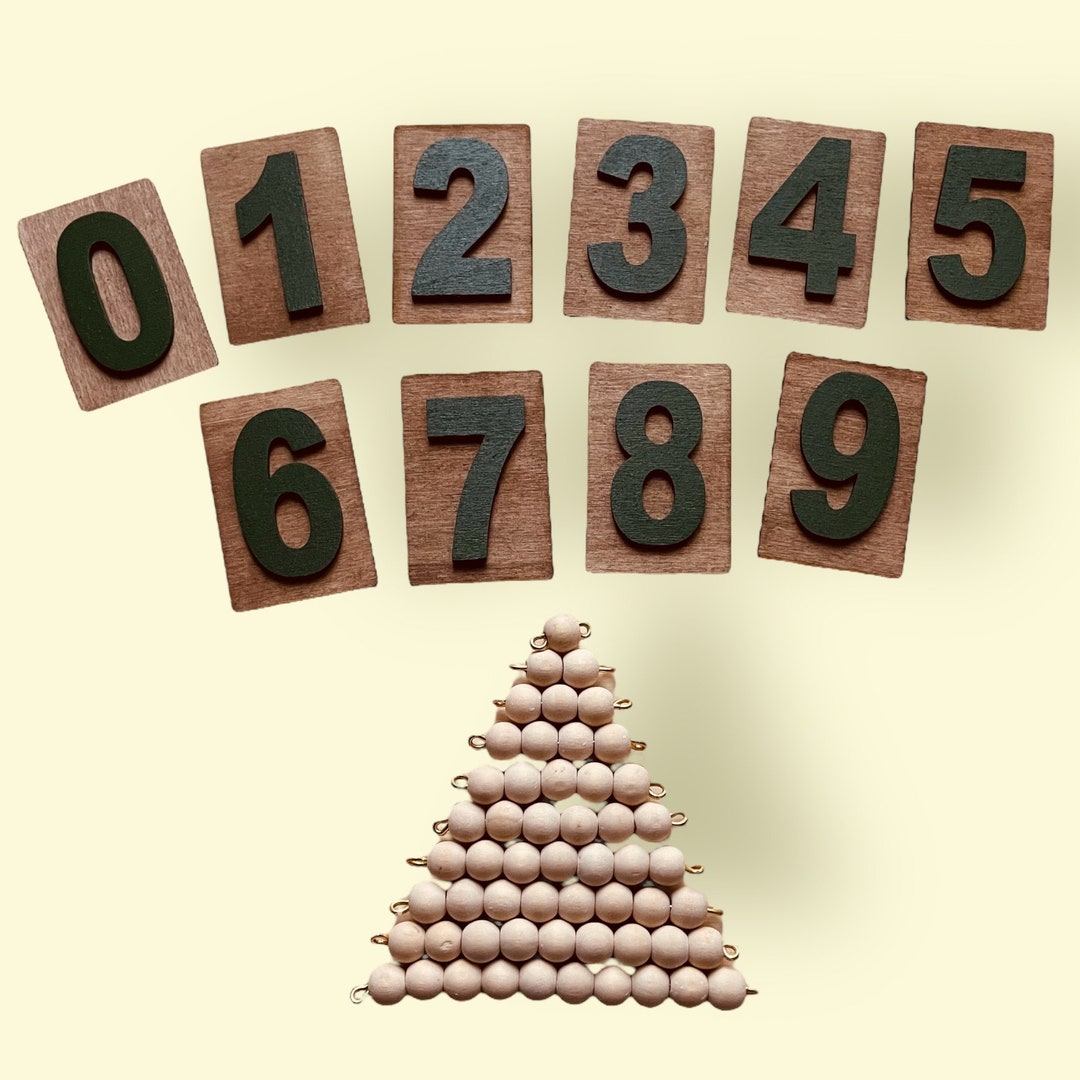 Montessori Wooden Number Cards & Bead Stair - Etsy