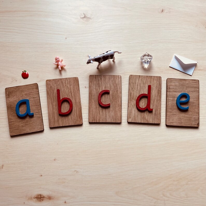 Montessori Wooden Alphabet Cards & Miniatures - Etsy