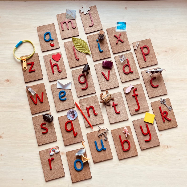 Montessori Wooden Alphabet Cards & Miniatures - Etsy