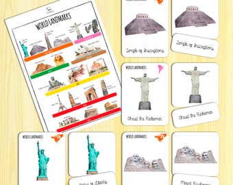 Landmarks around the World Matching Cards - Etsy