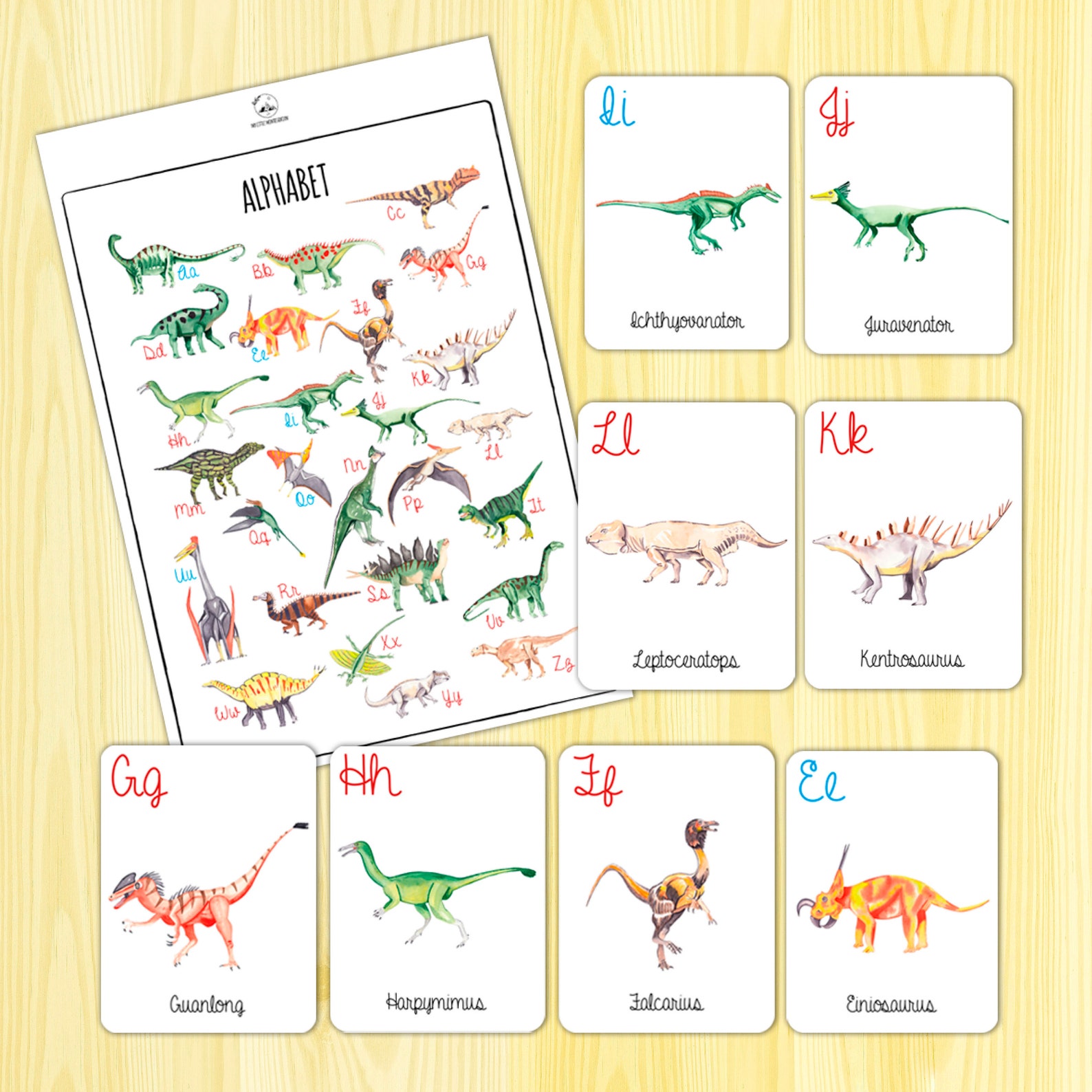 Dinosaur Alphabet Cards - Etsy