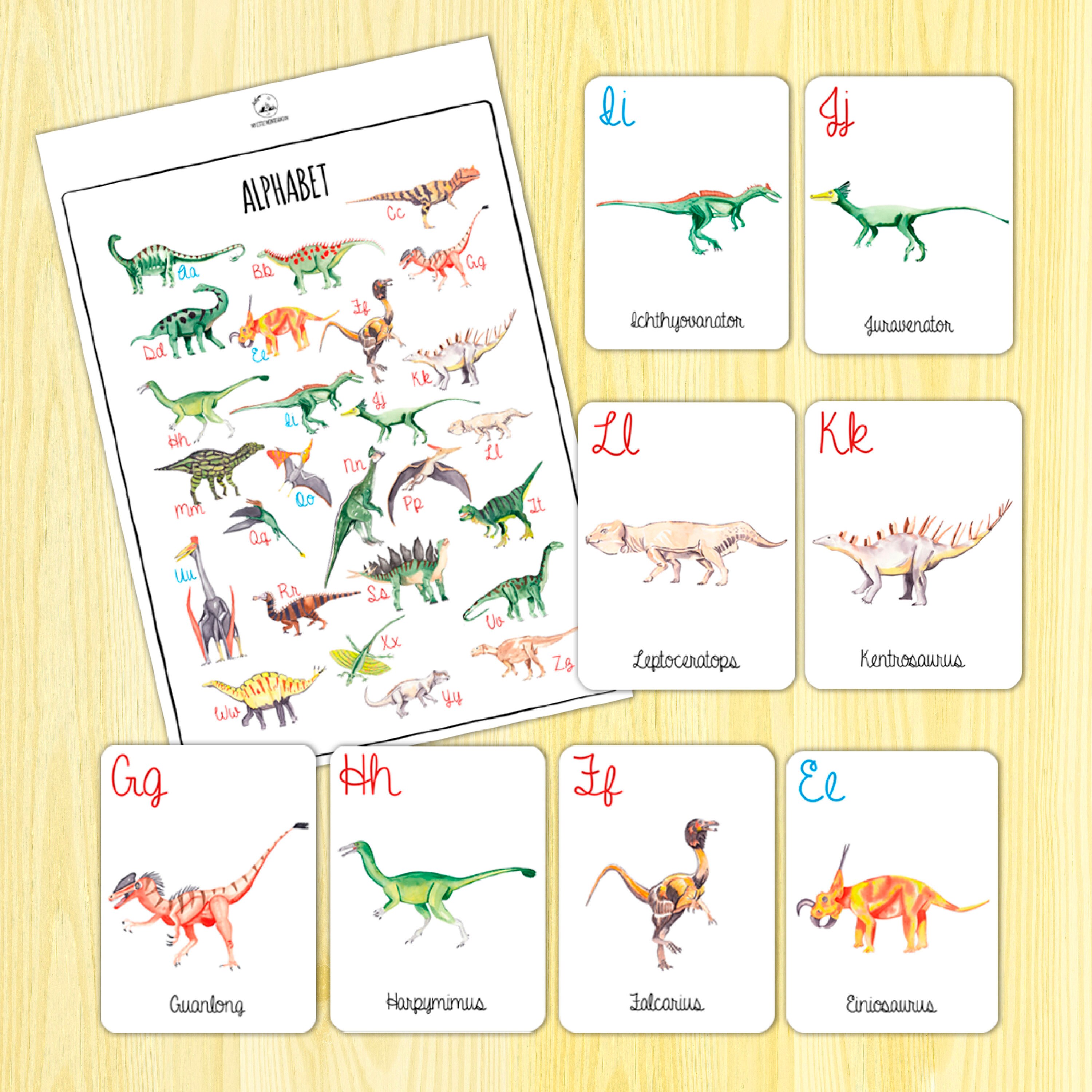 Dinosaur Alphabet Cards - Etsy