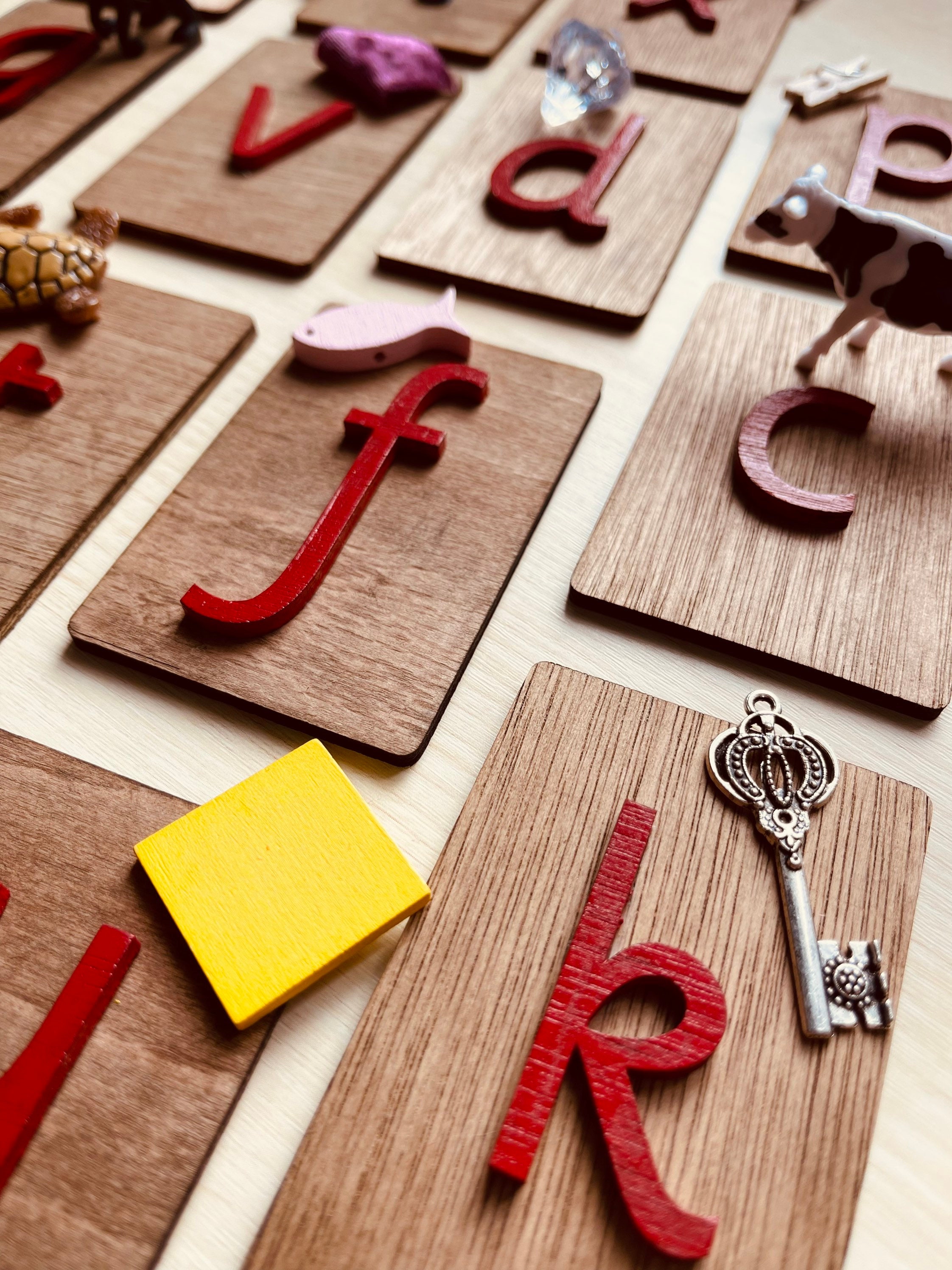 Montessori Wooden Alphabet Cards & Miniatures - Etsy