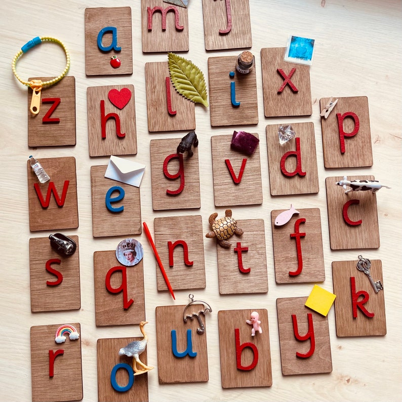 Montessori Wooden Alphabet Cards & Miniatures - Etsy