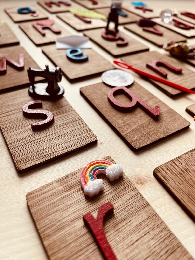 Montessori Wooden Alphabet Cards & Miniatures - Etsy