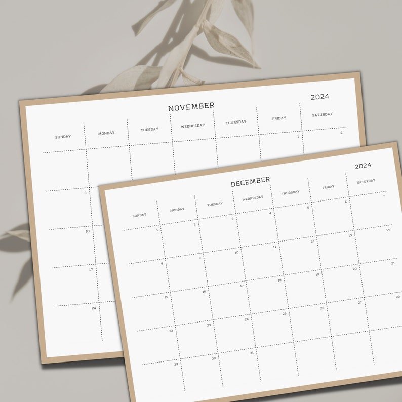 2024 Neutral Printable Calendar, 2024 Monthly Planner, Minimalist ...