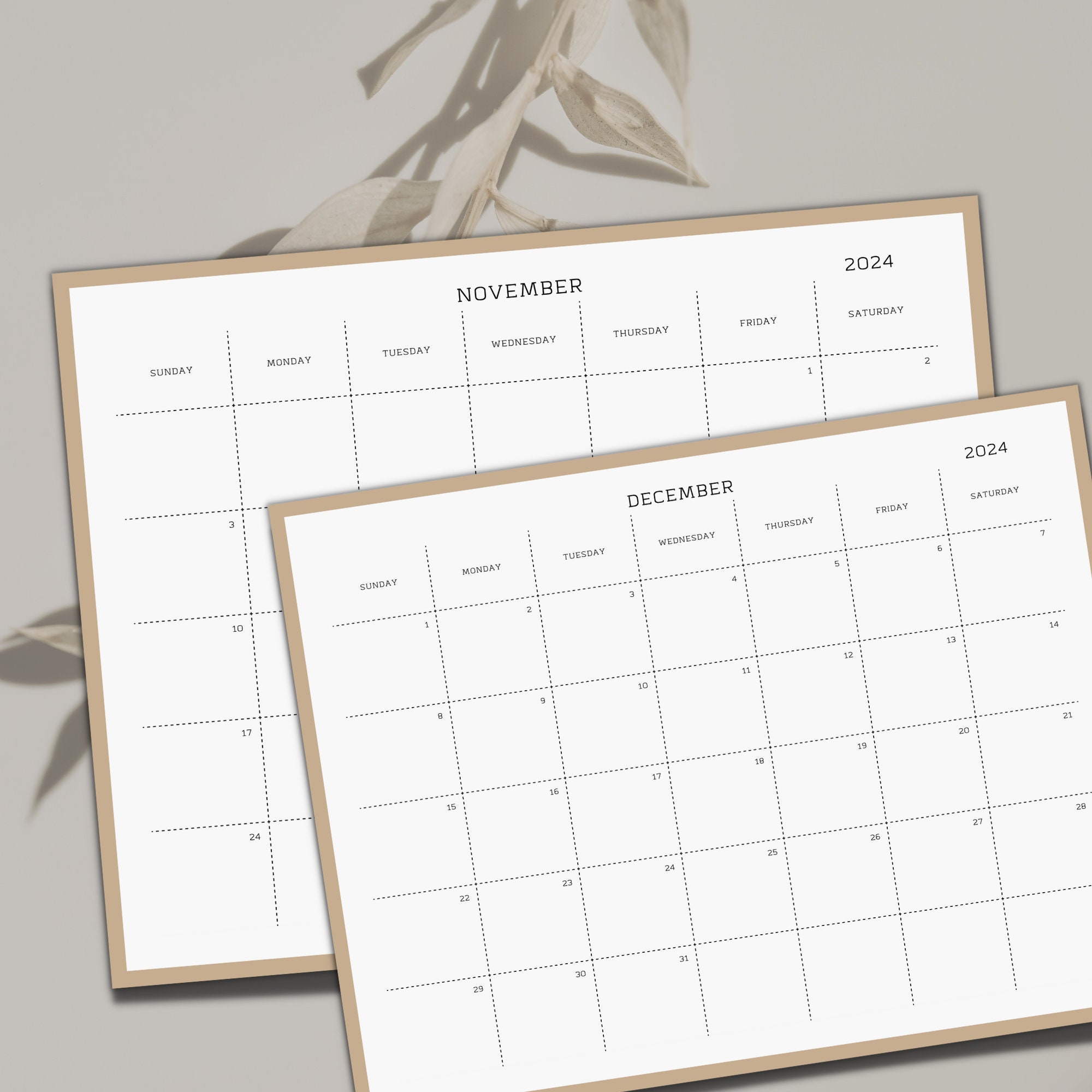 2024 Neutral Printable Calendar, 2024 Monthly Planner, Minimalist ...