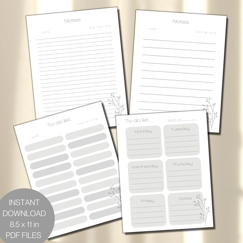 To Do List / Notes Printable PDF Daily Checklist Weekly - Etsy