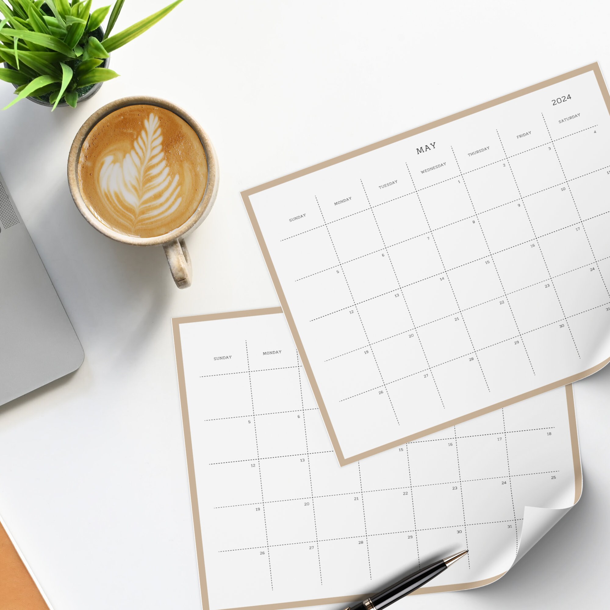 2024 Neutral Printable Calendar, 2024 Monthly Planner, Minimalist ...