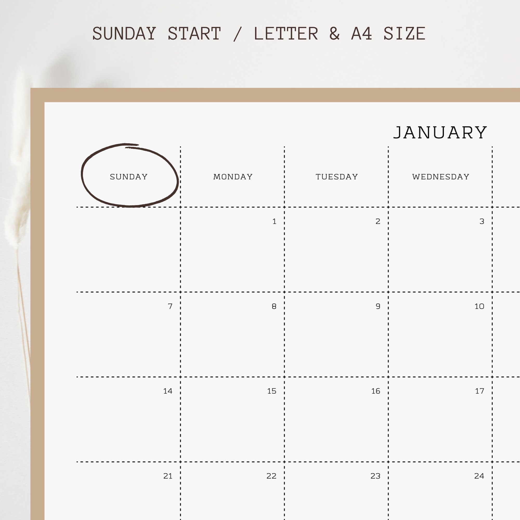 2024 Neutral Printable Calendar, 2024 Monthly Planner, Minimalist ...