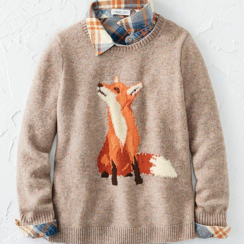 Women Fox Knitted Sweater - Etsy