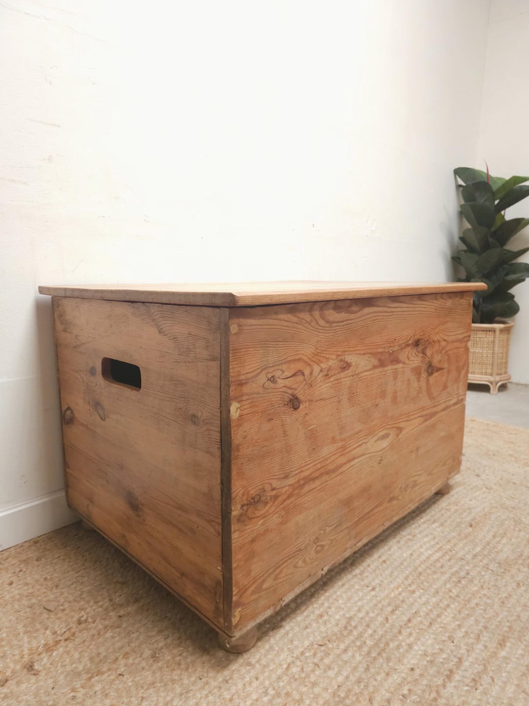 Vintage Pine Chest Large Rustic Toy Chest Window Seat Blanket Box ...