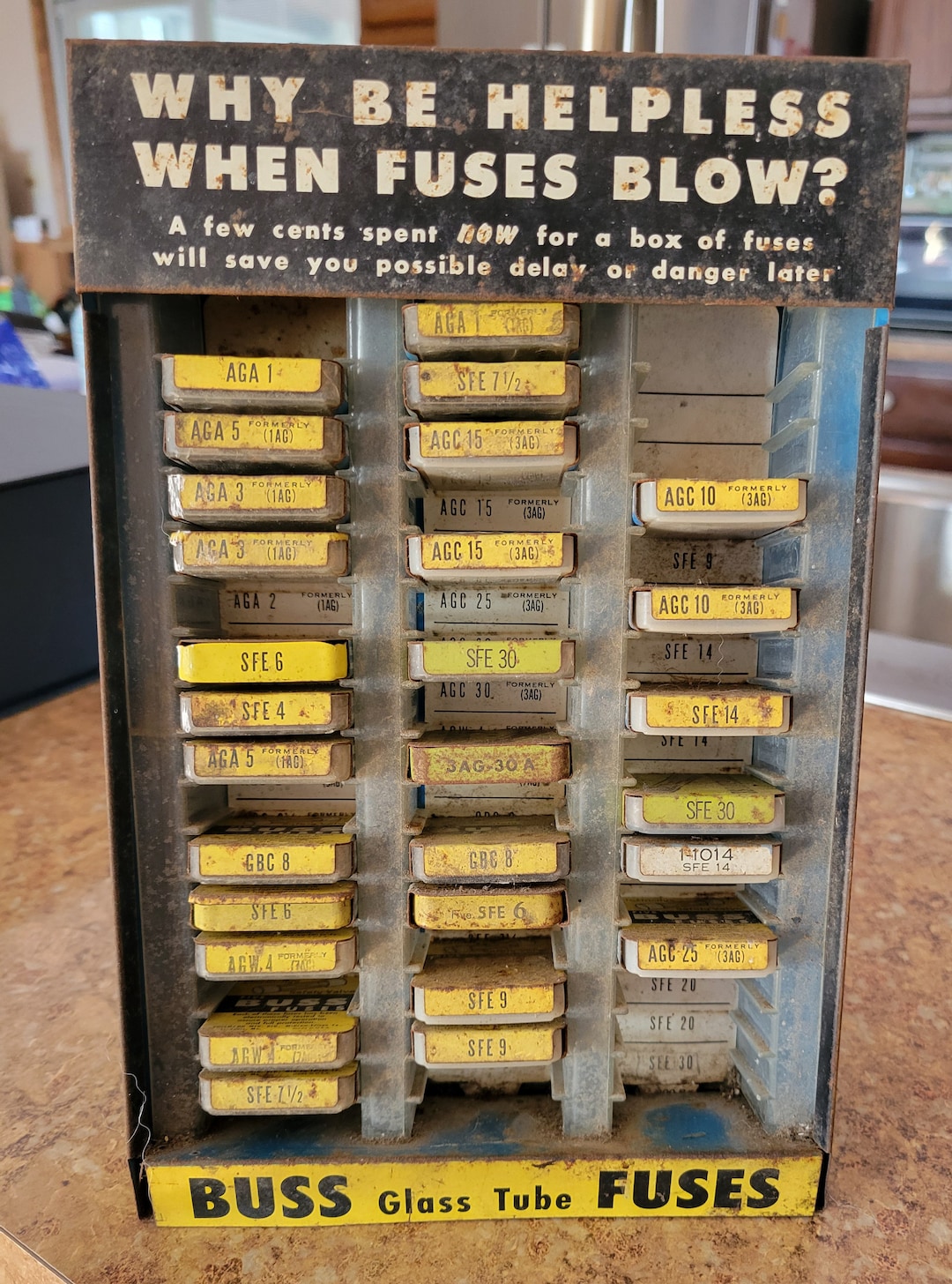 Buss Fuses Display Case With Glass Fuses. Small Metal Supply Cabinet ...