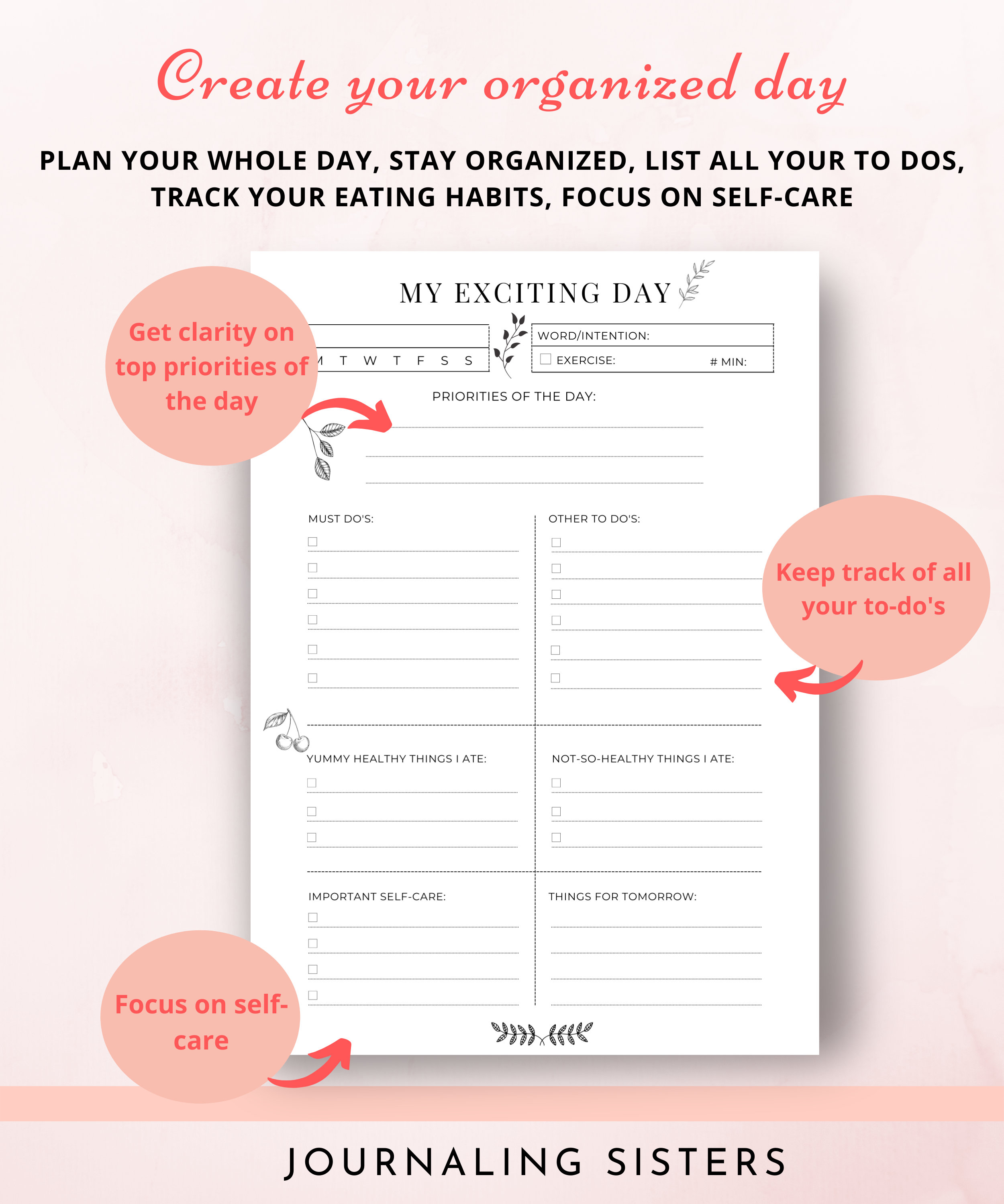 PRINTABLE Daily Planner & Journal, Calendar,day Organizer, A4, A5 ...