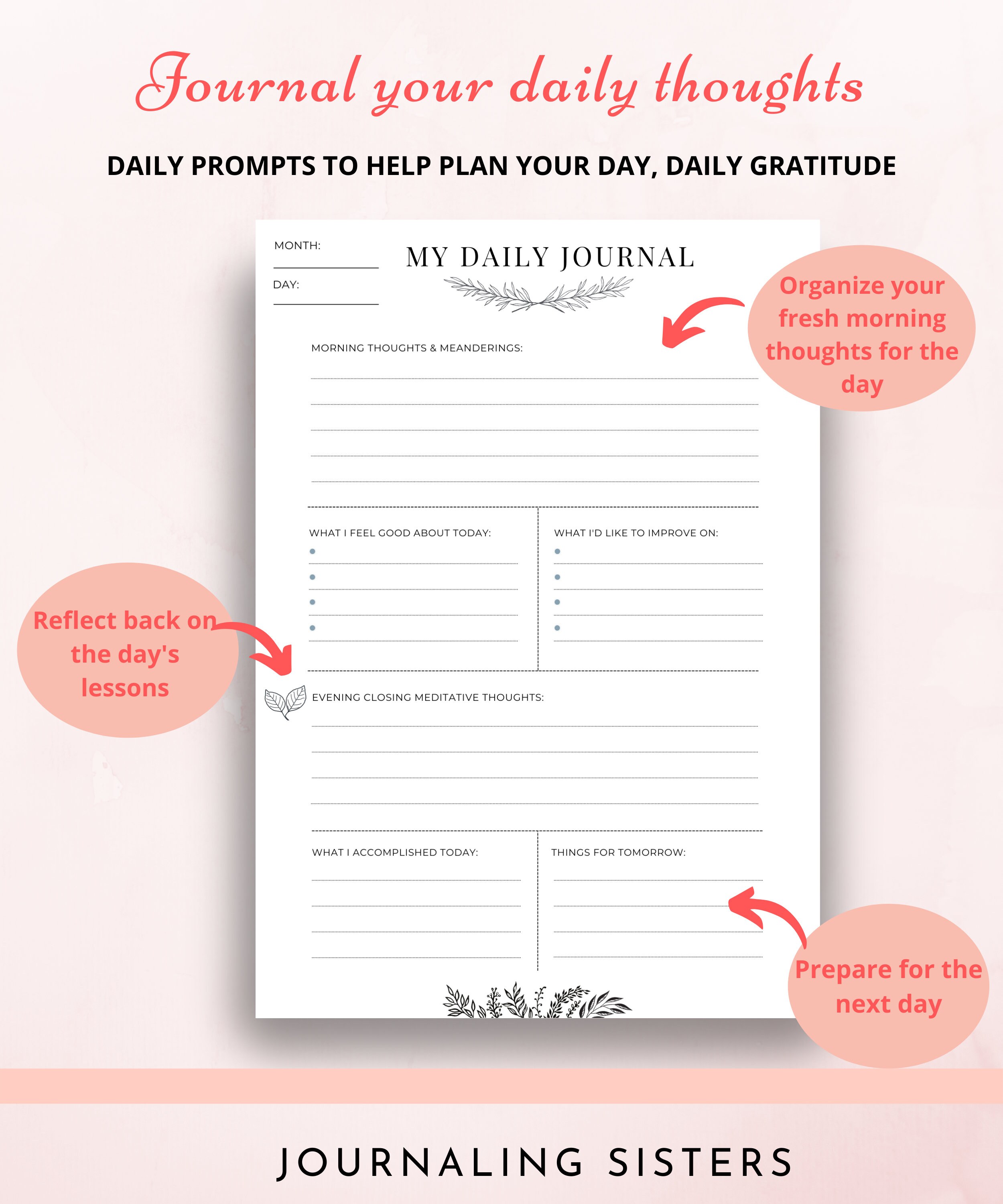 PRINTABLE Daily Planner & Journal, Calendar,day Organizer, A4, A5 ...