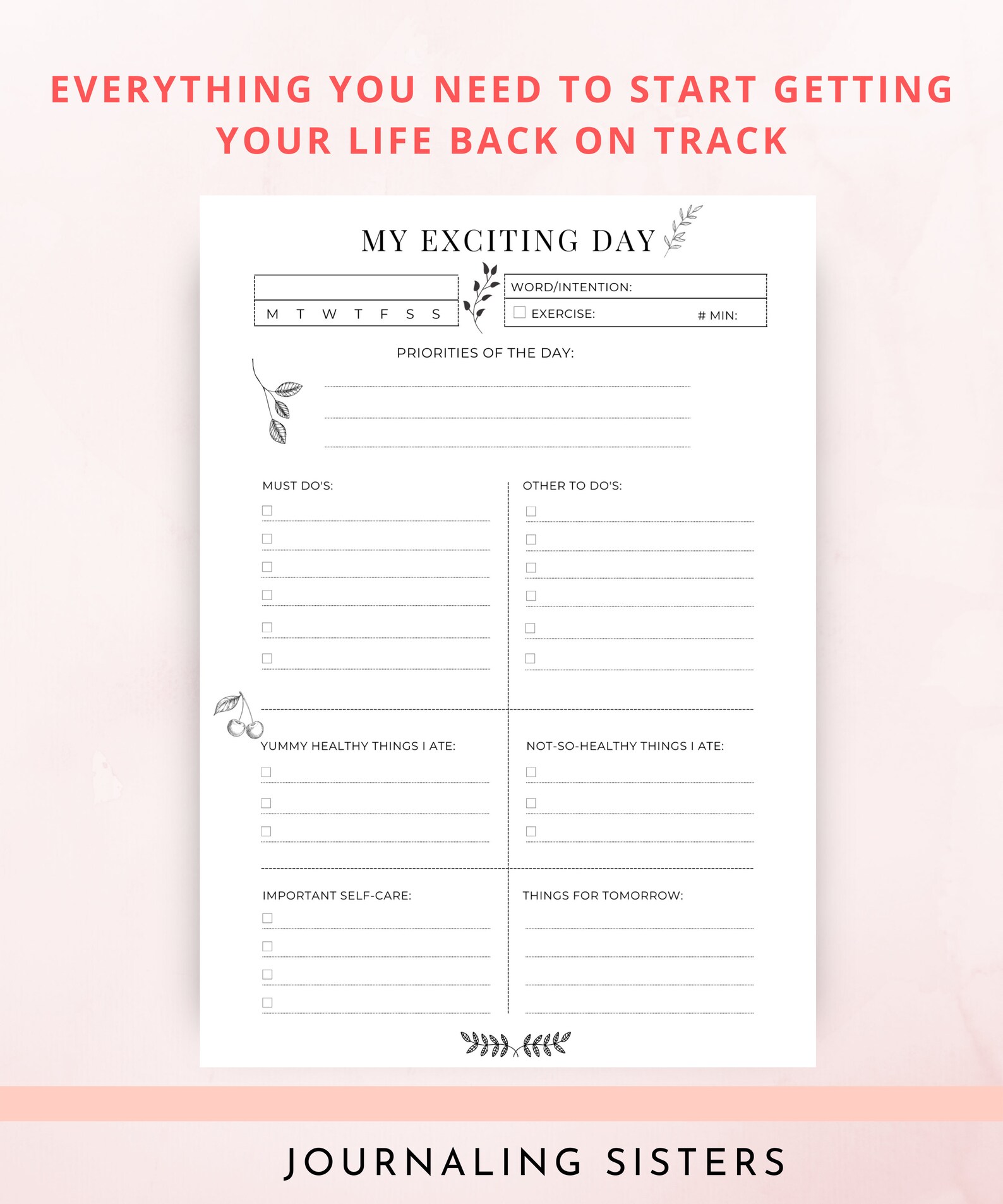 PRINTABLE Daily Planner & Journal, Calendar,day Organizer, A4, A5 ...