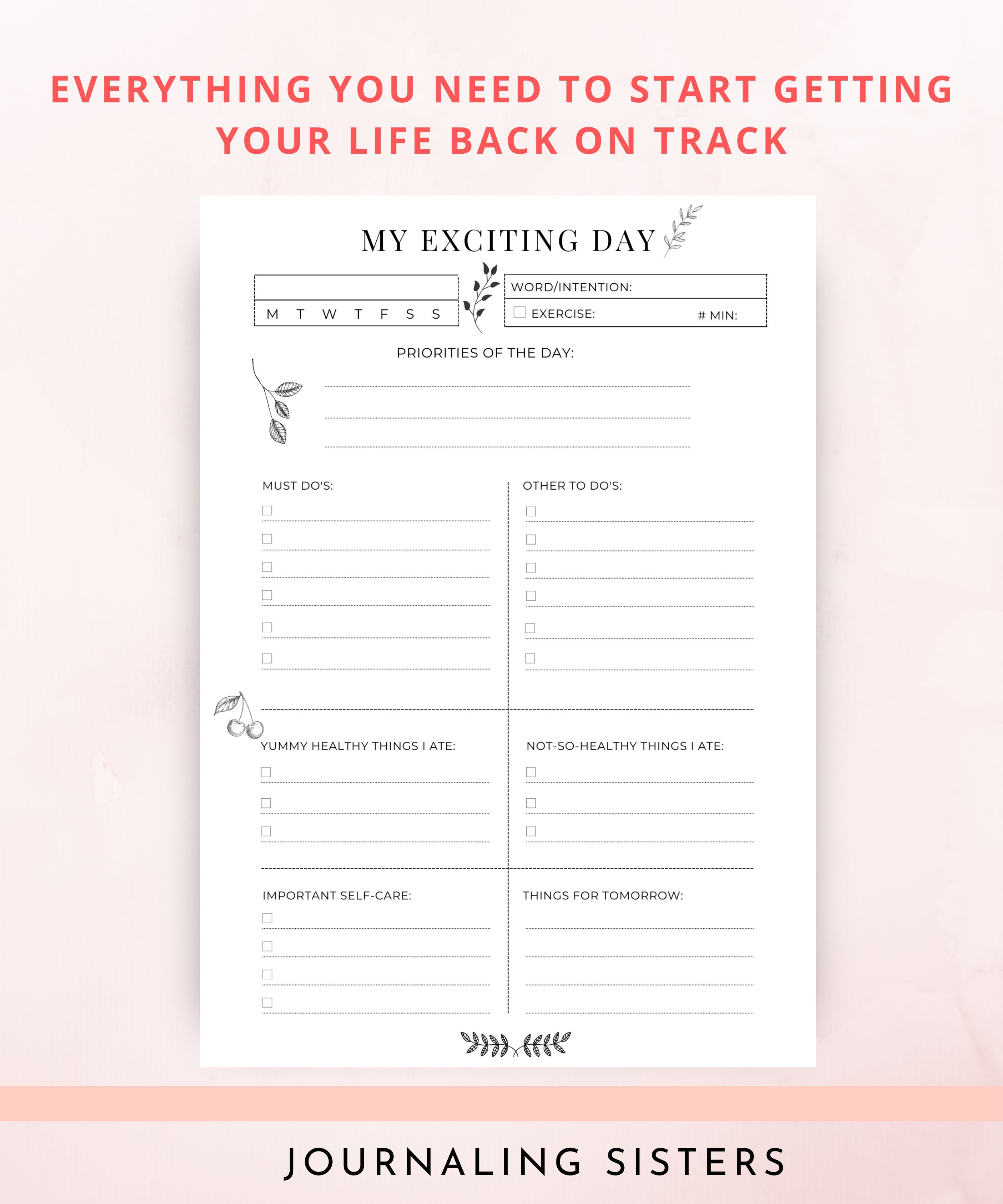 PRINTABLE Daily Planner & Journal, Calendar,day Organizer, A4, A5 ...