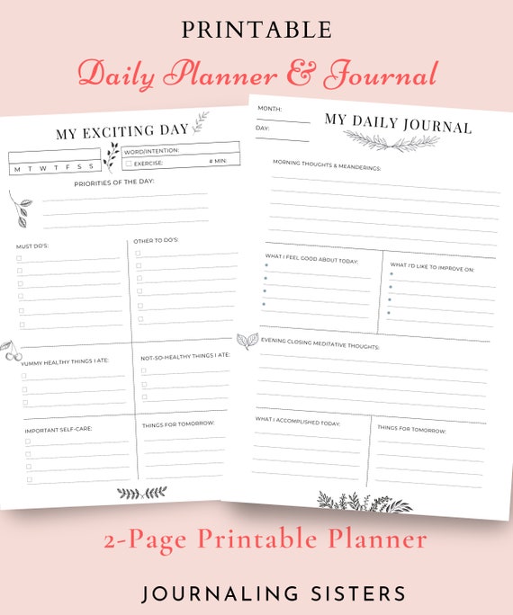 PRINTABLE Daily Planner & Journal CalendarDay Organizer A4 | Etsy