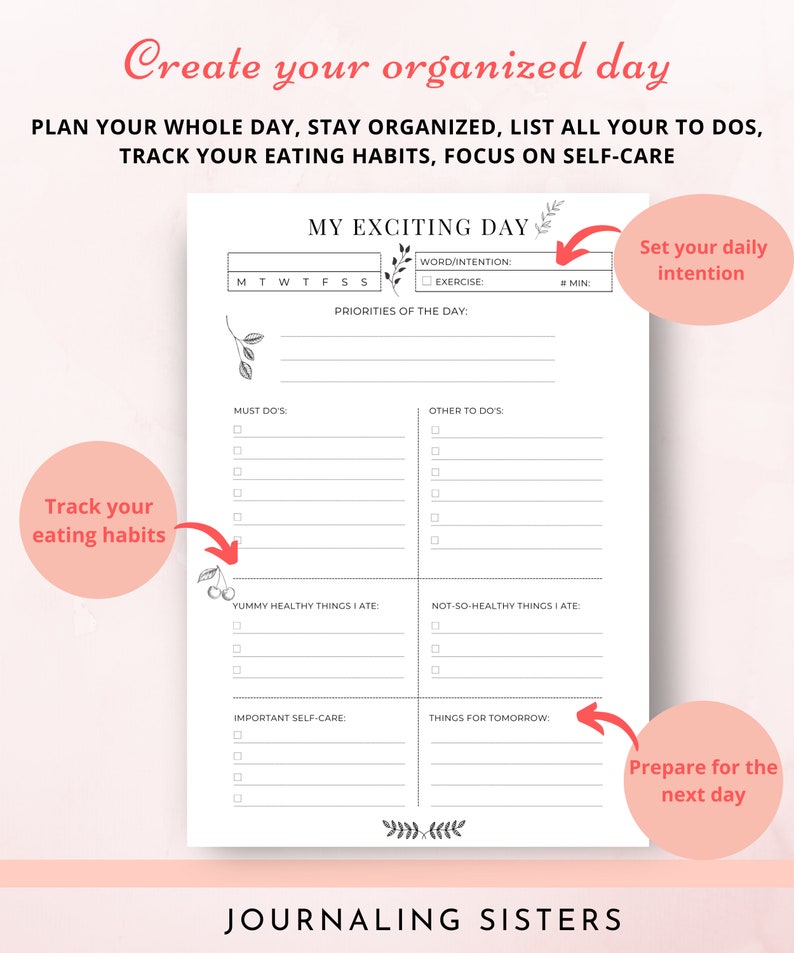 PRINTABLE Daily Planner & Journal, Calendar,day Organizer, A4, A5 ...