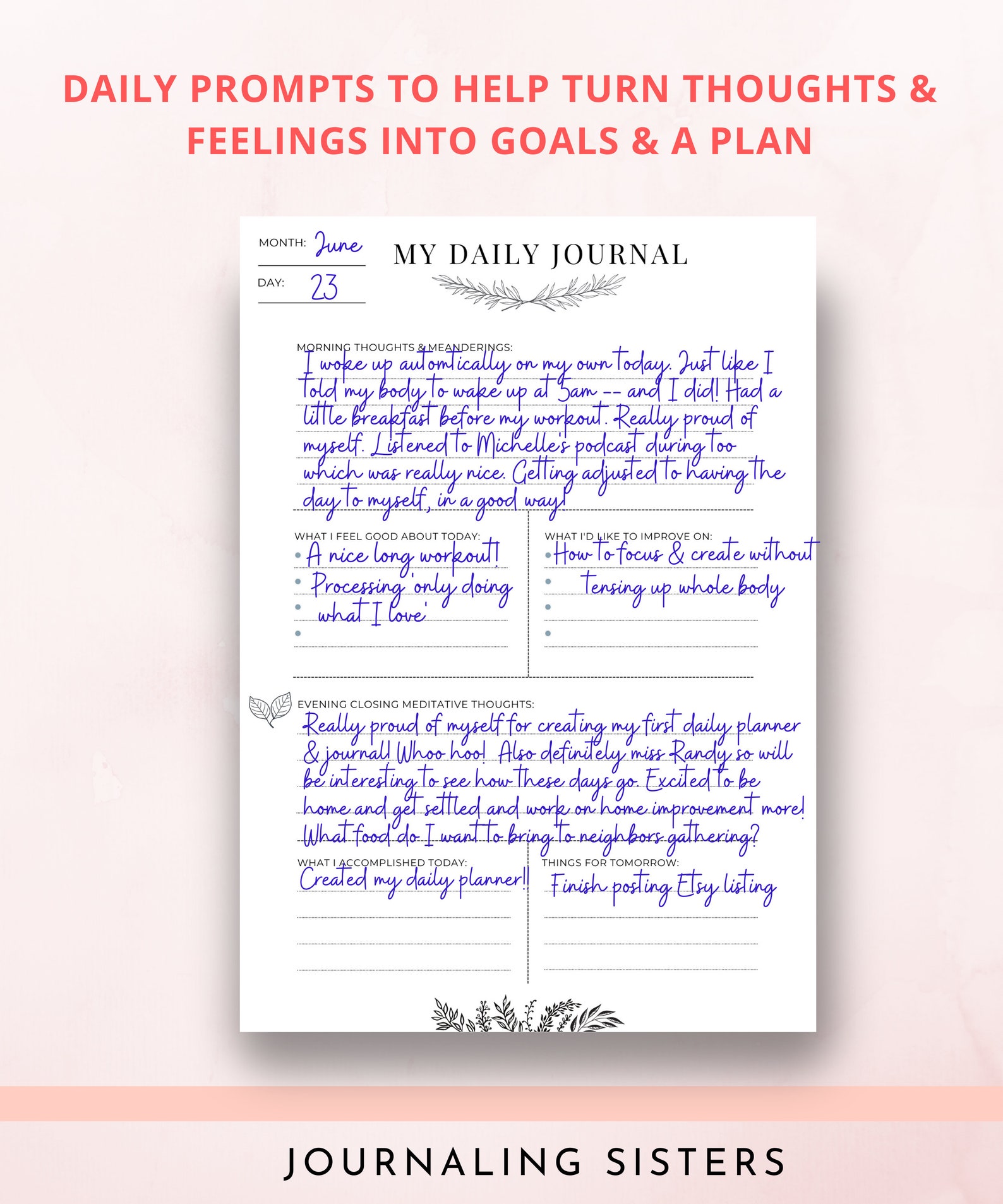 PRINTABLE Daily Planner & Journal, Calendar,day Organizer, A4, A5 ...