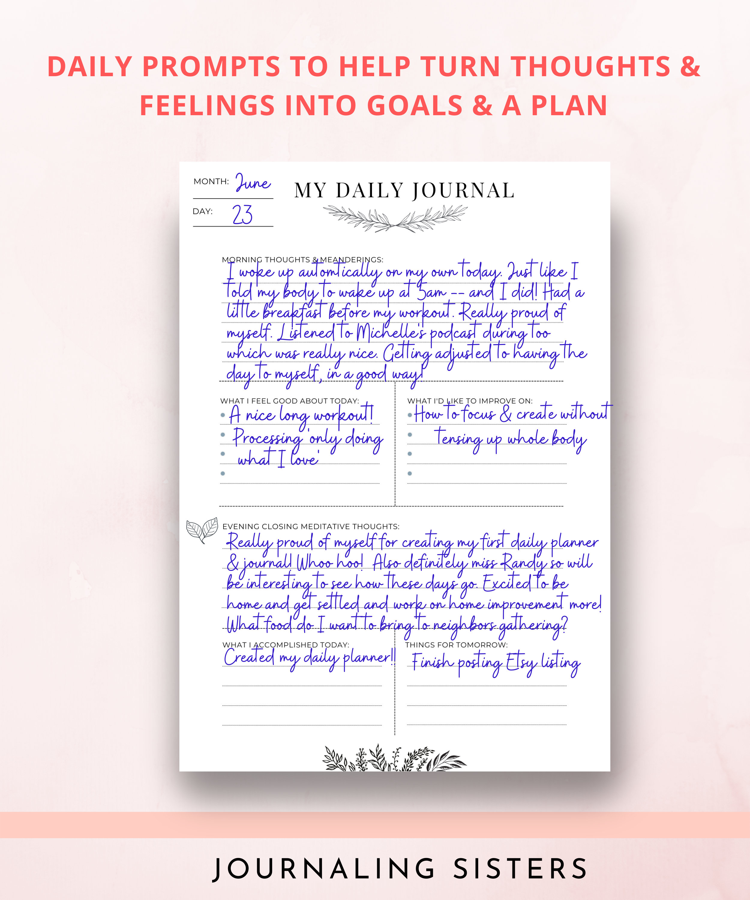 PRINTABLE Daily Planner & Journal, Calendar,day Organizer, A4, A5 ...