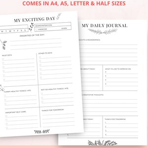 PRINTABLE Daily Planner & Journal, Calendar,day Organizer, A4, A5 ...