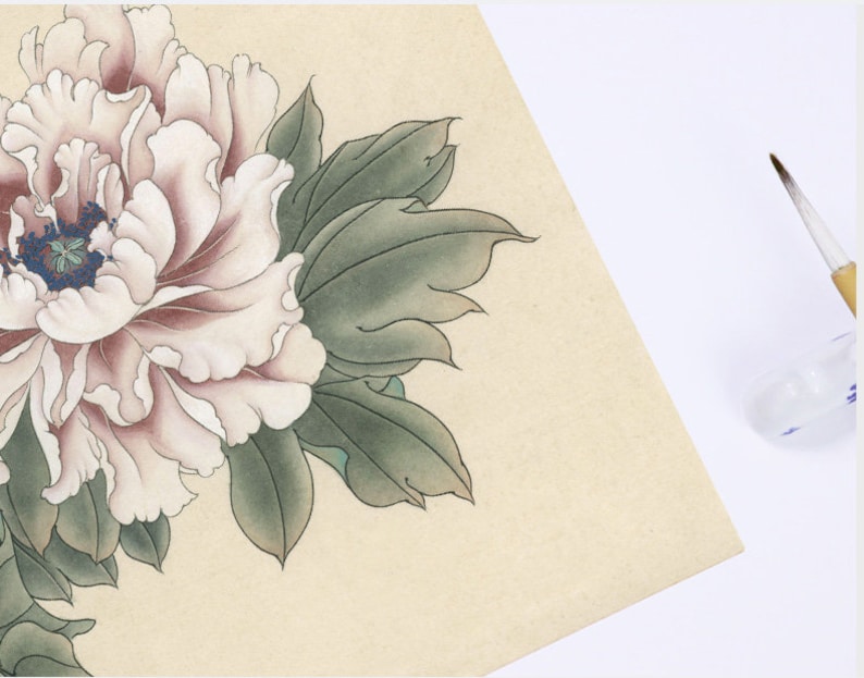 Gongbi Mudan Peony Flower Chinese Painting and Coloring - Etsy