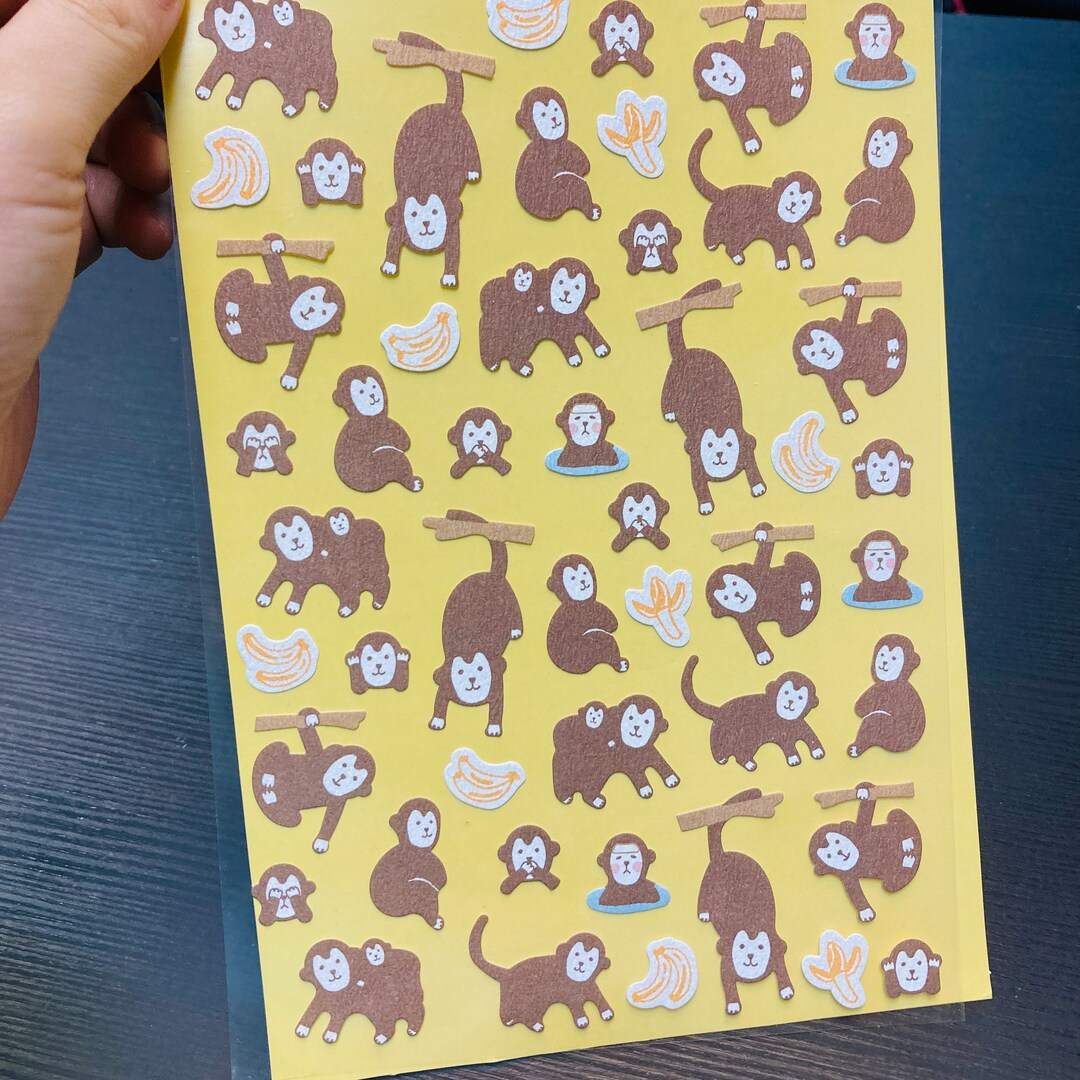 A Sheet of Cute Animal Paper Sticker : Animal Party , Monkey , Banana ...