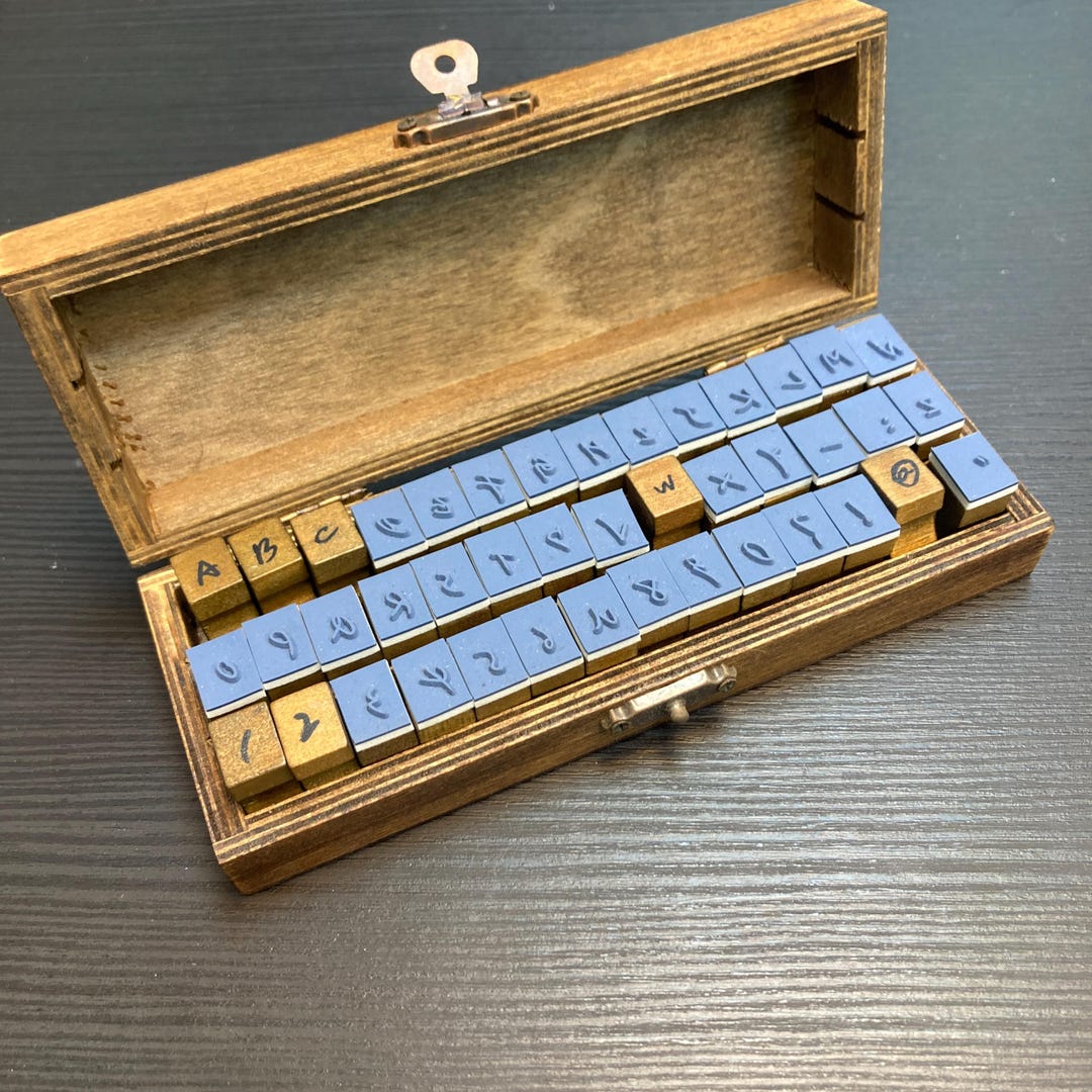A Box of 42 English Alphabet Letter Wooden Rubber Stamps Upper Case ...
