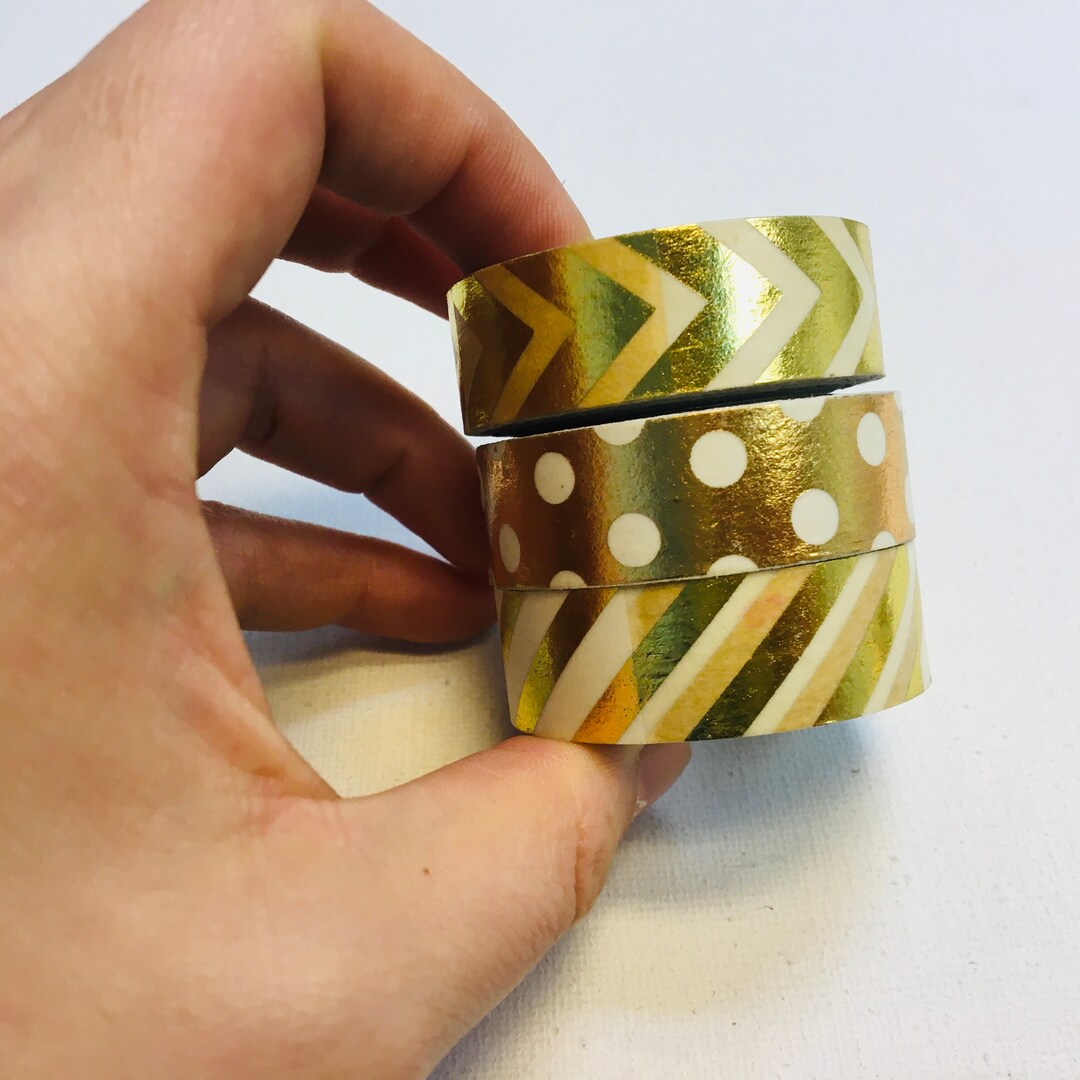3 Rolls of Designer Washi Tape Masking Tape : Golden Foiled Stripe ...