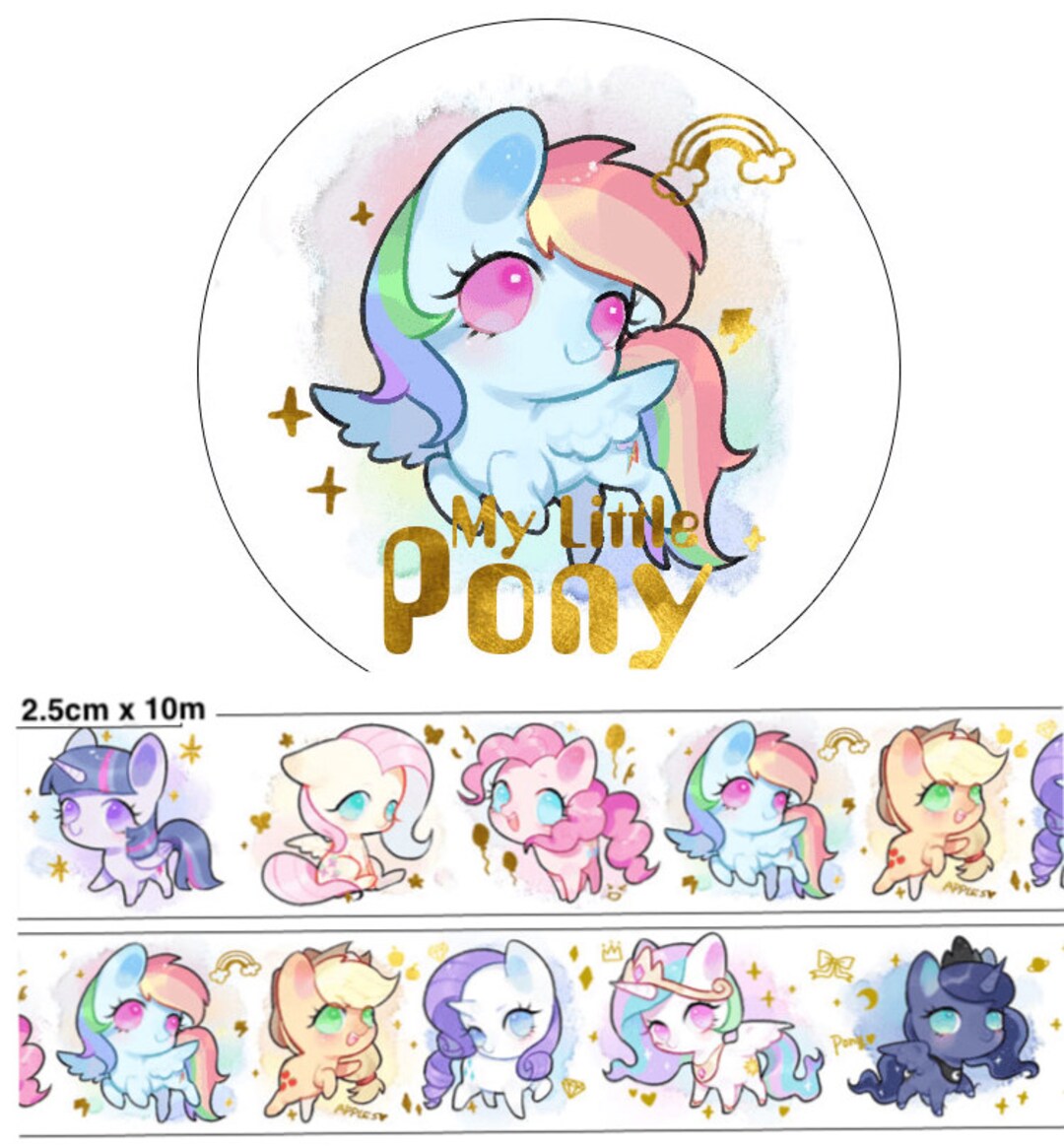 1 Roll of Designer Washi Tape Masking Tape : My Little Pony, Gold ...