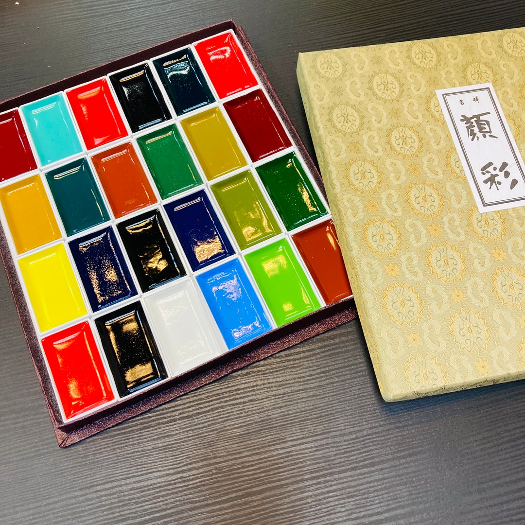 Japanese Kissho Gansai Solid Watercolor Paint 24 Colors Set (made in ...