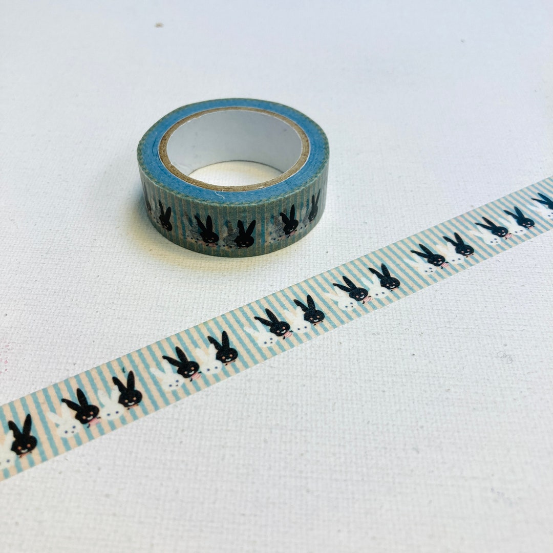 1 Roll of Designer Washi Tape Making Tape : Black and Grey Rabbit, Cute ...
