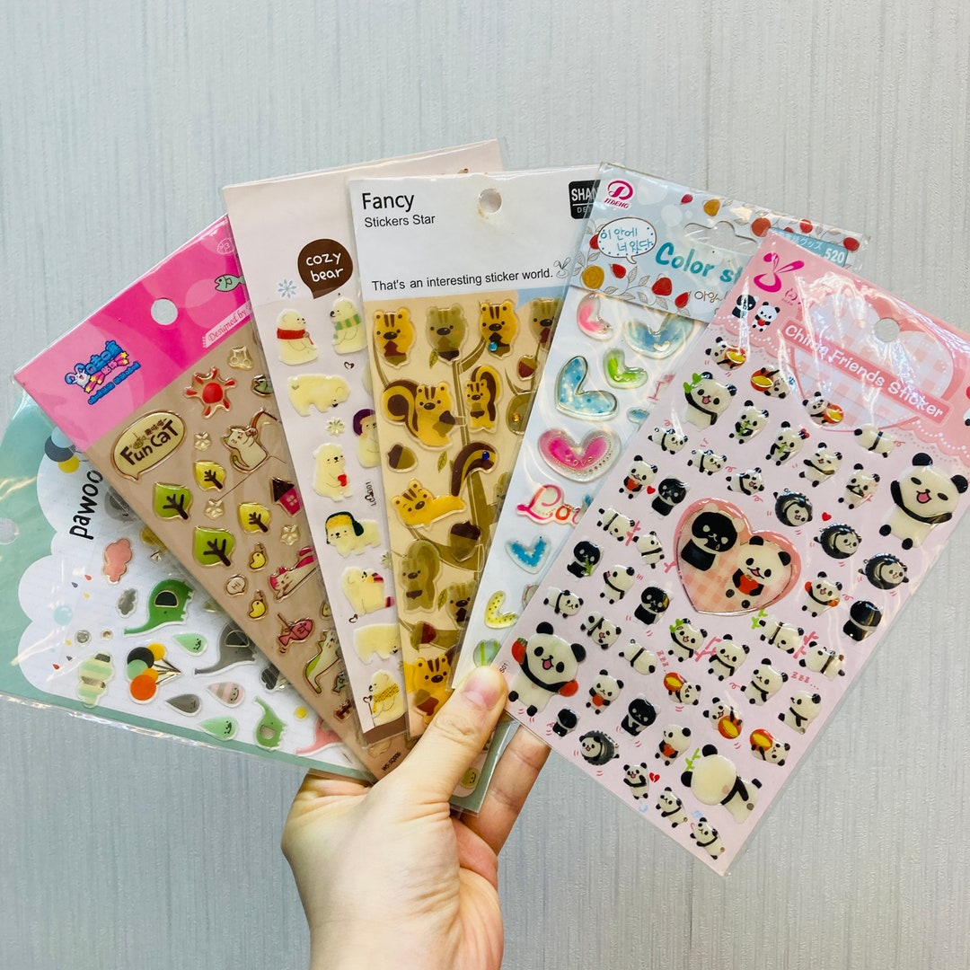 A Sheet of Lovely Cute Sticker: Panda Love, Hearts Chipmunk, Acorn ...