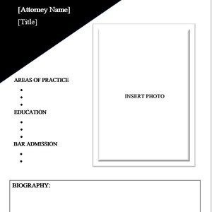 Attorney Biography Template | Word Format - Etsy