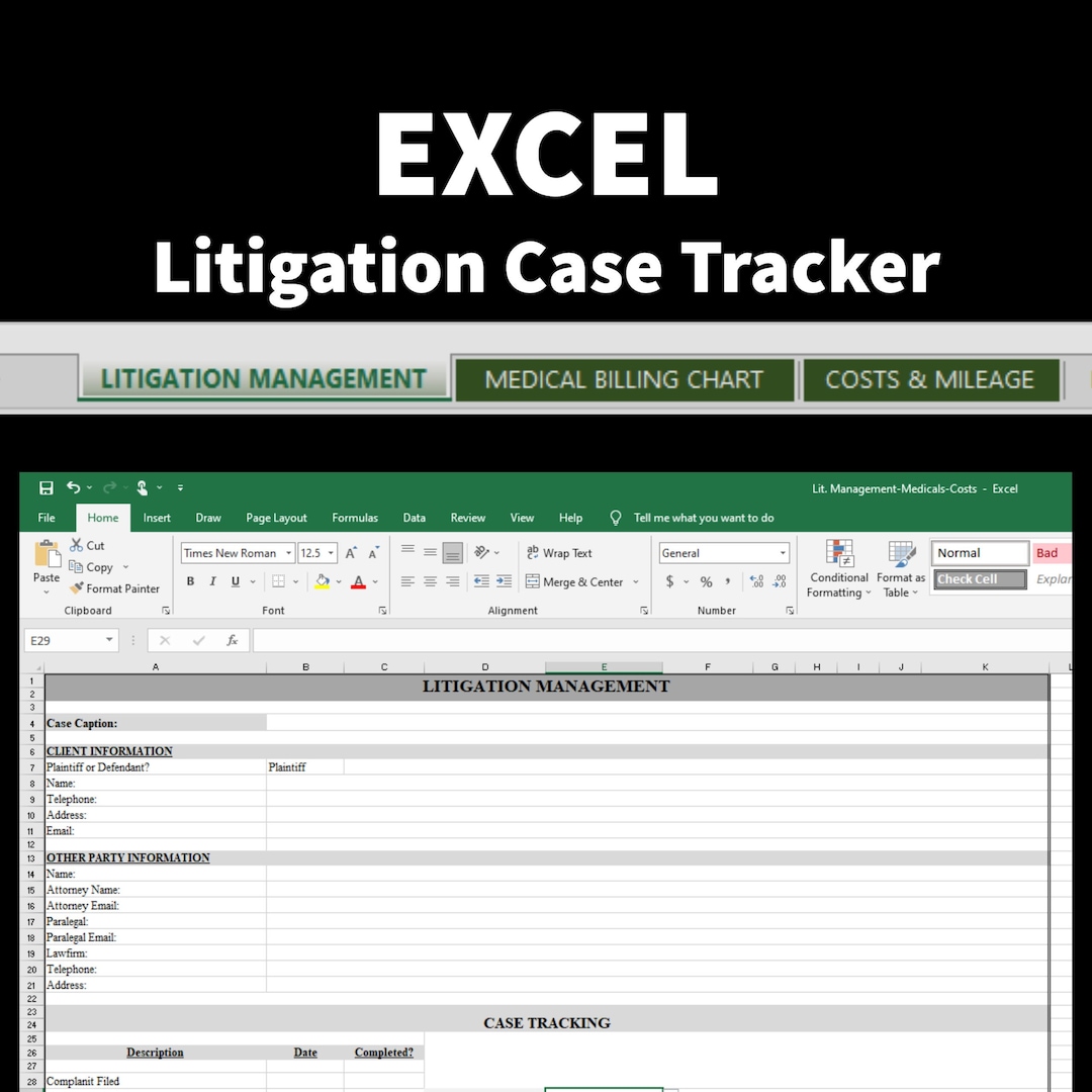 Litigation Management Claim Tracker Including Medical Billing Tracker ...