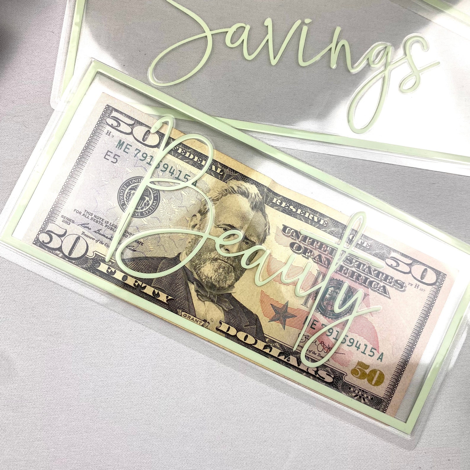 Custom Clear Cash Envelope: Thin Script Font, A6/personal Hole Punches ...