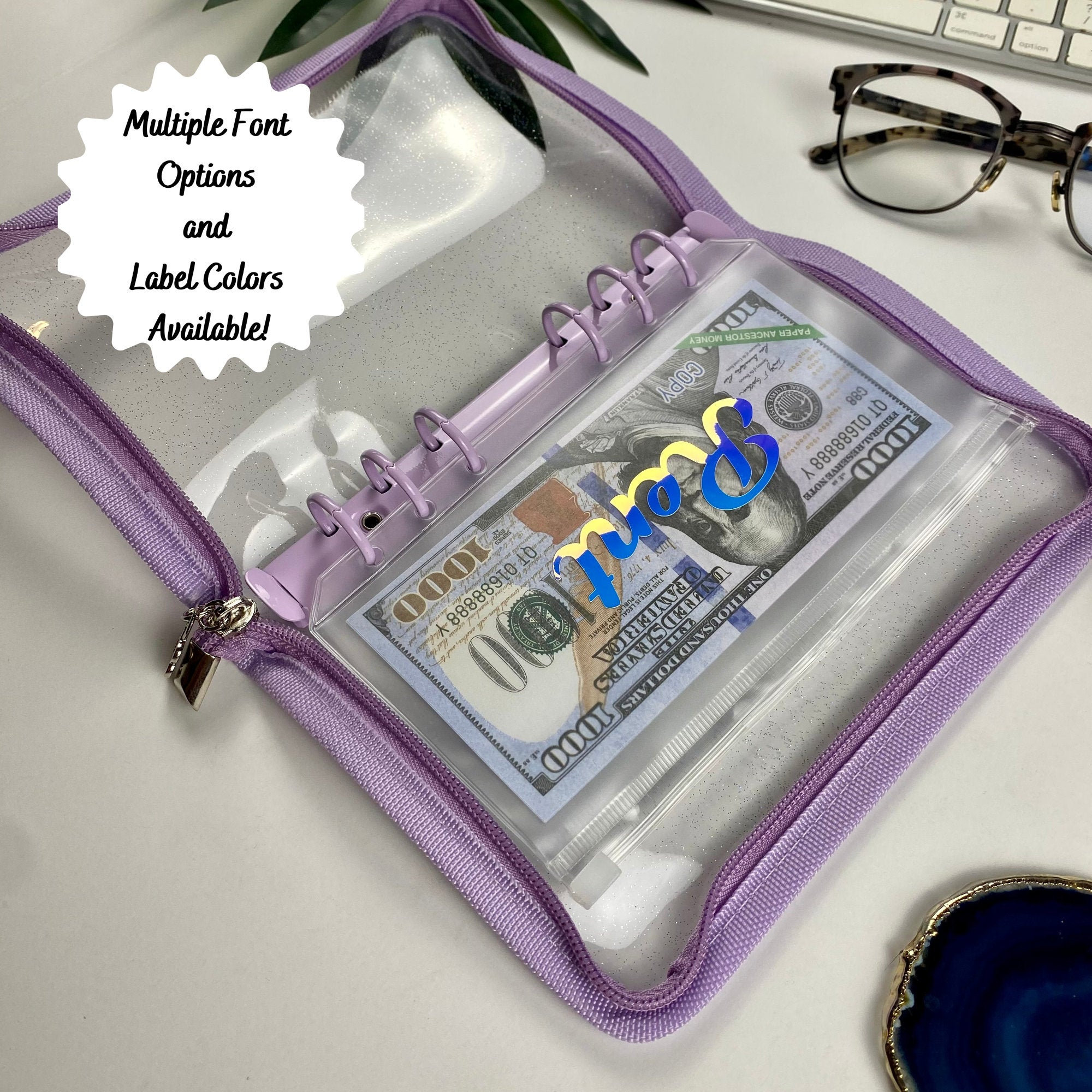 Office Home & Living A6 Size Choose the Font Clear Glitter Budget ...