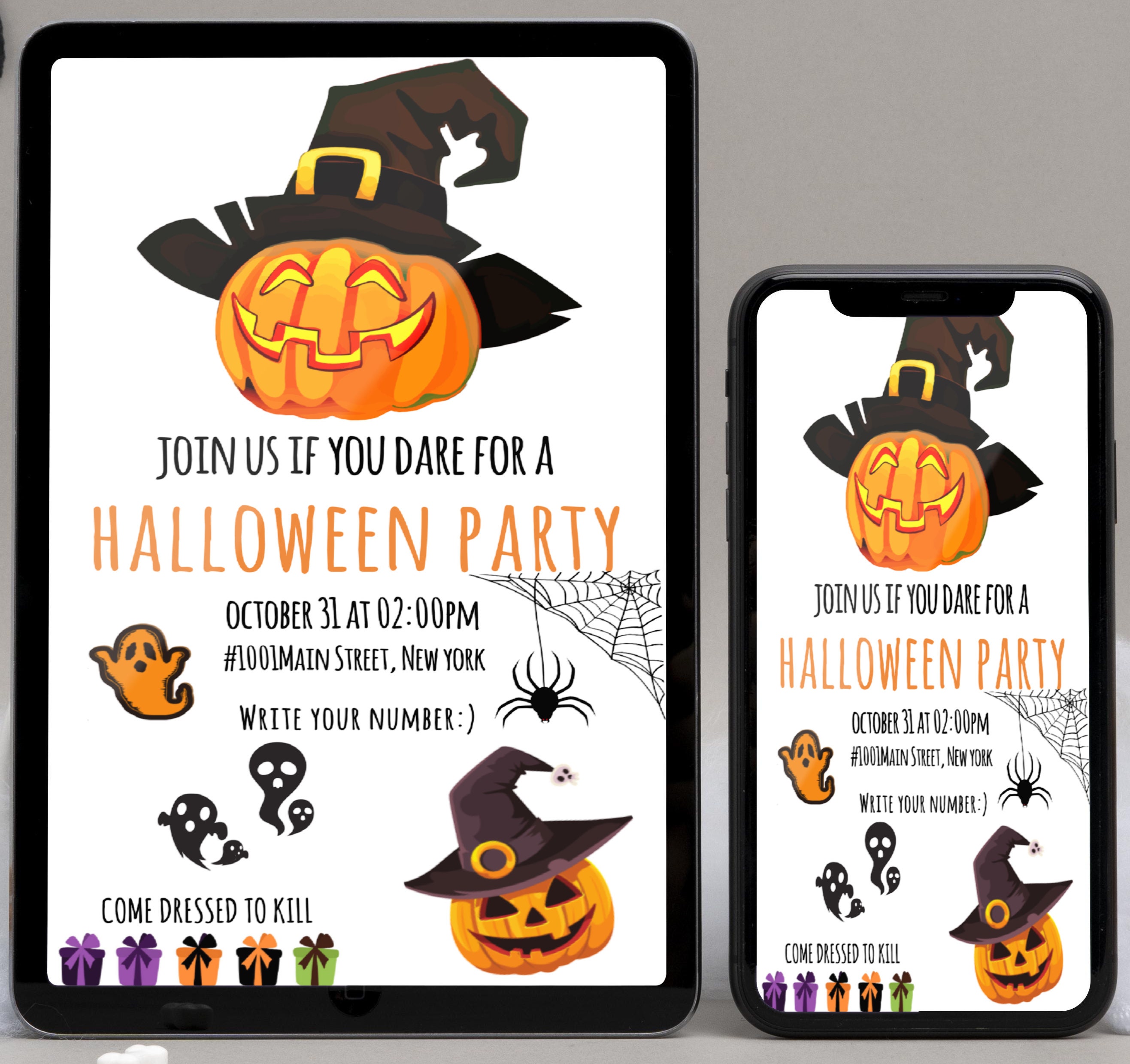 EDITABLE Halloween Party Invitation, Halloween Party Digital Invite ...