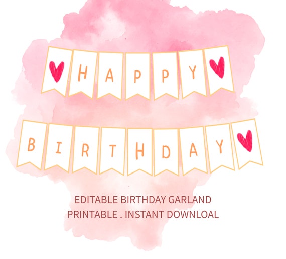 Happy Birthday Banner Birthday Party Garland Party | Etsy