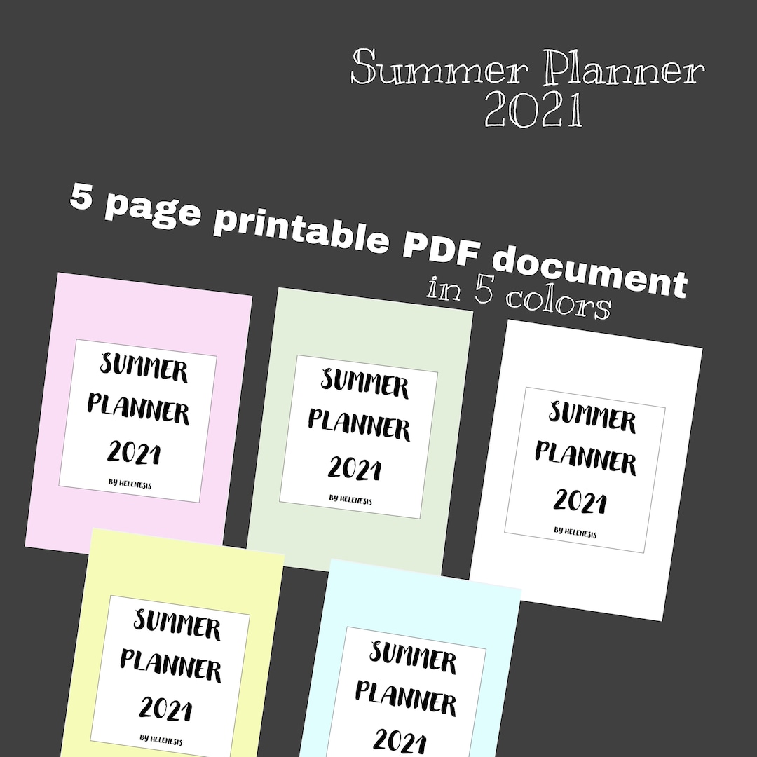 Printable Summer Planner 2021 Calendar 5 Pages PDF File - Etsy