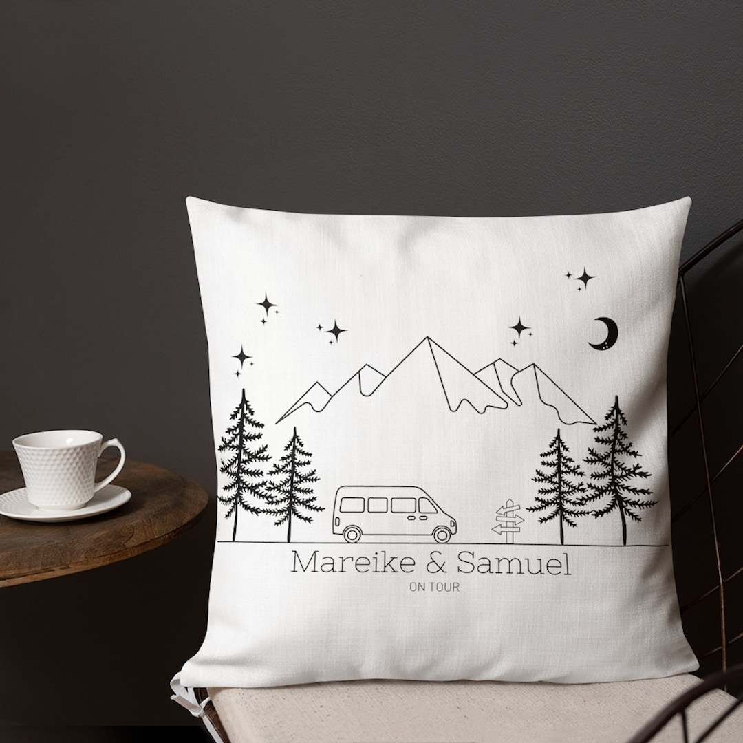 Camping Kissen personalisiert mit Namen | Camper Auto, Berge und Natur| Sitzkissen, Wohnmobil ...
