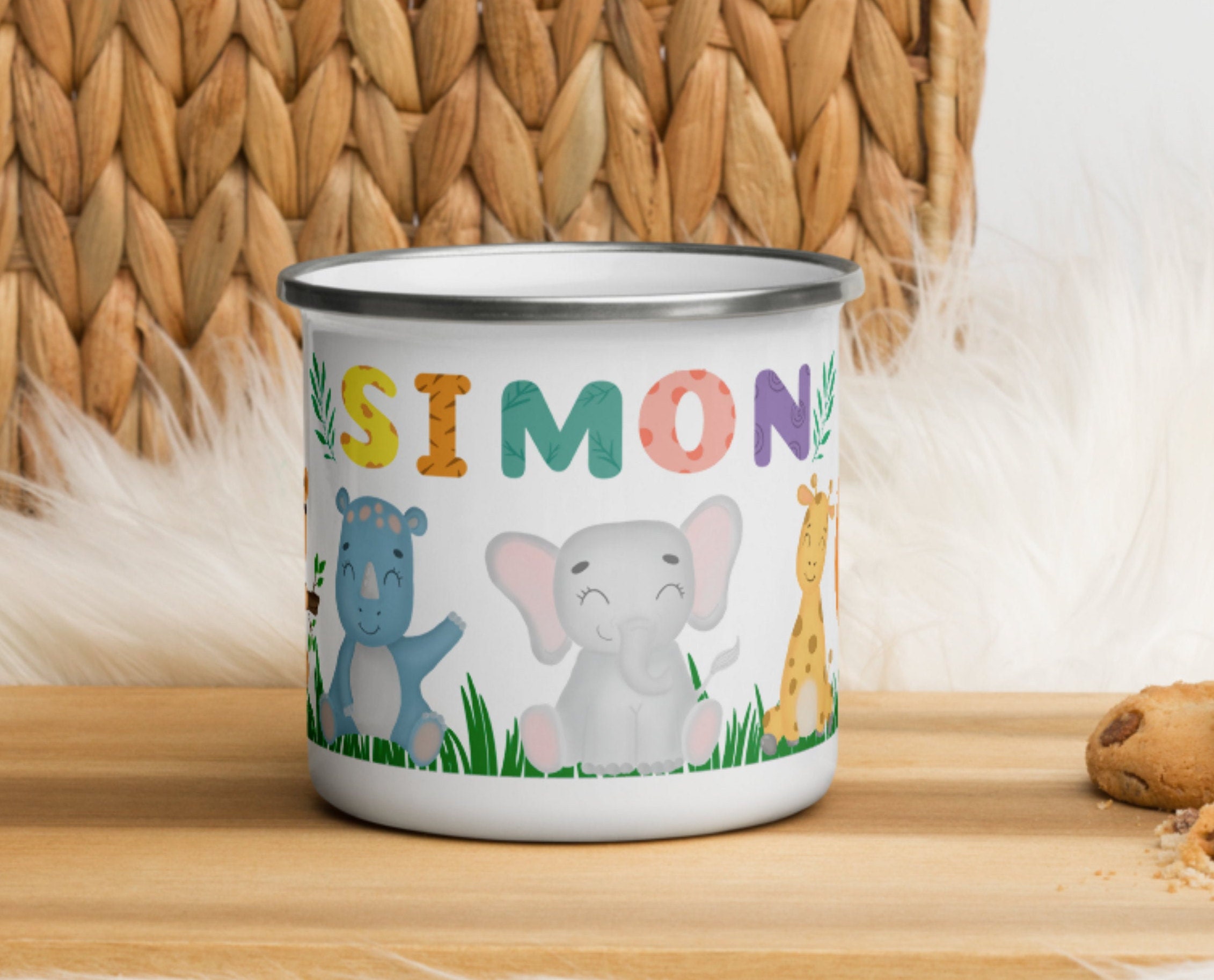 Enamel Mug for SchoolIng: With Names and Animals for | Etsy