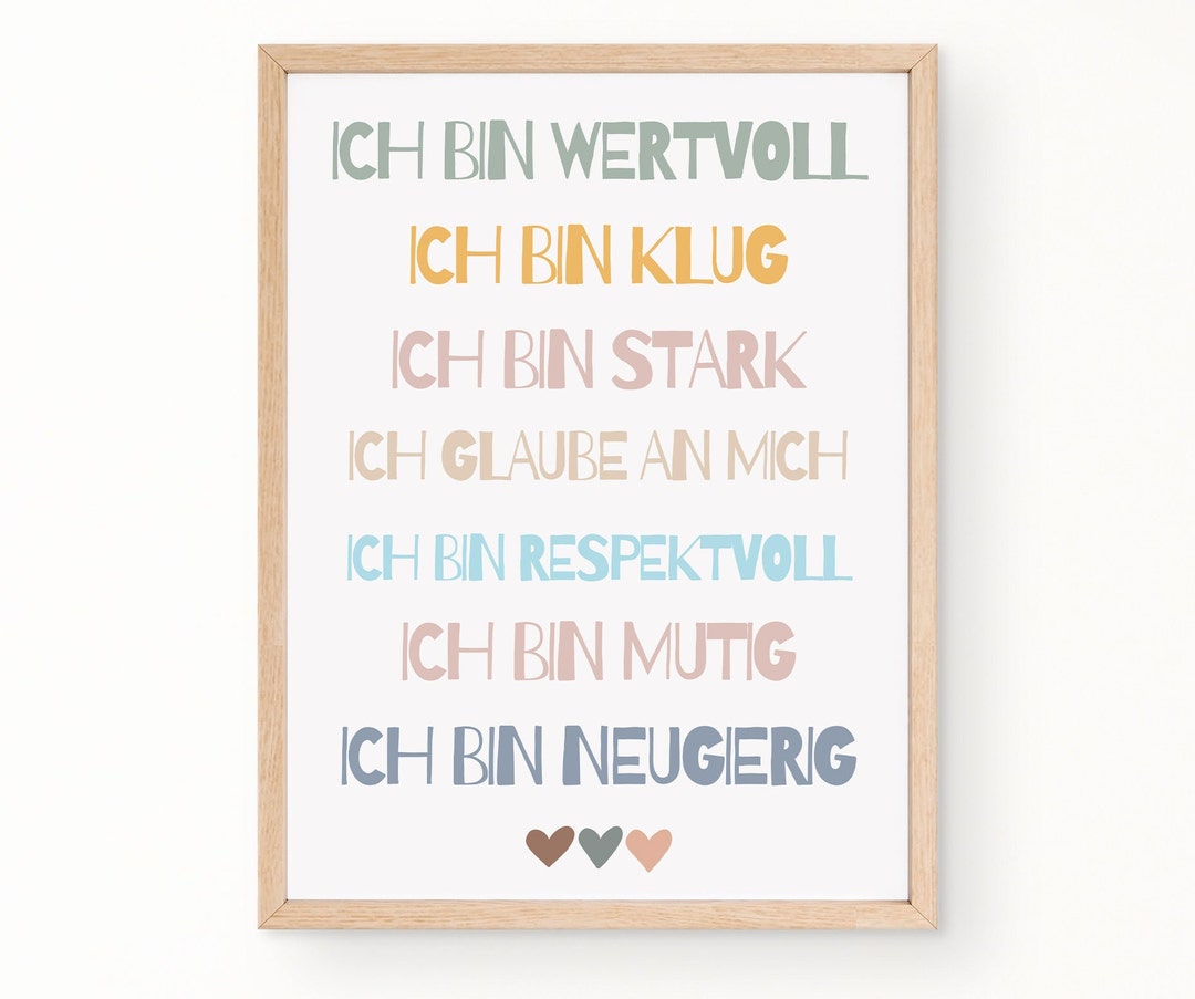 Affirmationsposter Kinder Schule- personalisiertes Poster Babyzimmer ...