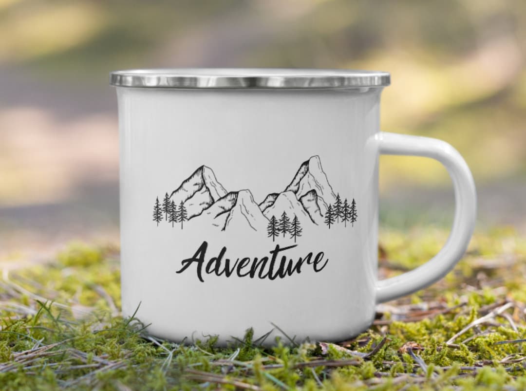 Personalisierte Emaille Camping Tasse Adventure Emaille Tasse mit Motiv ...