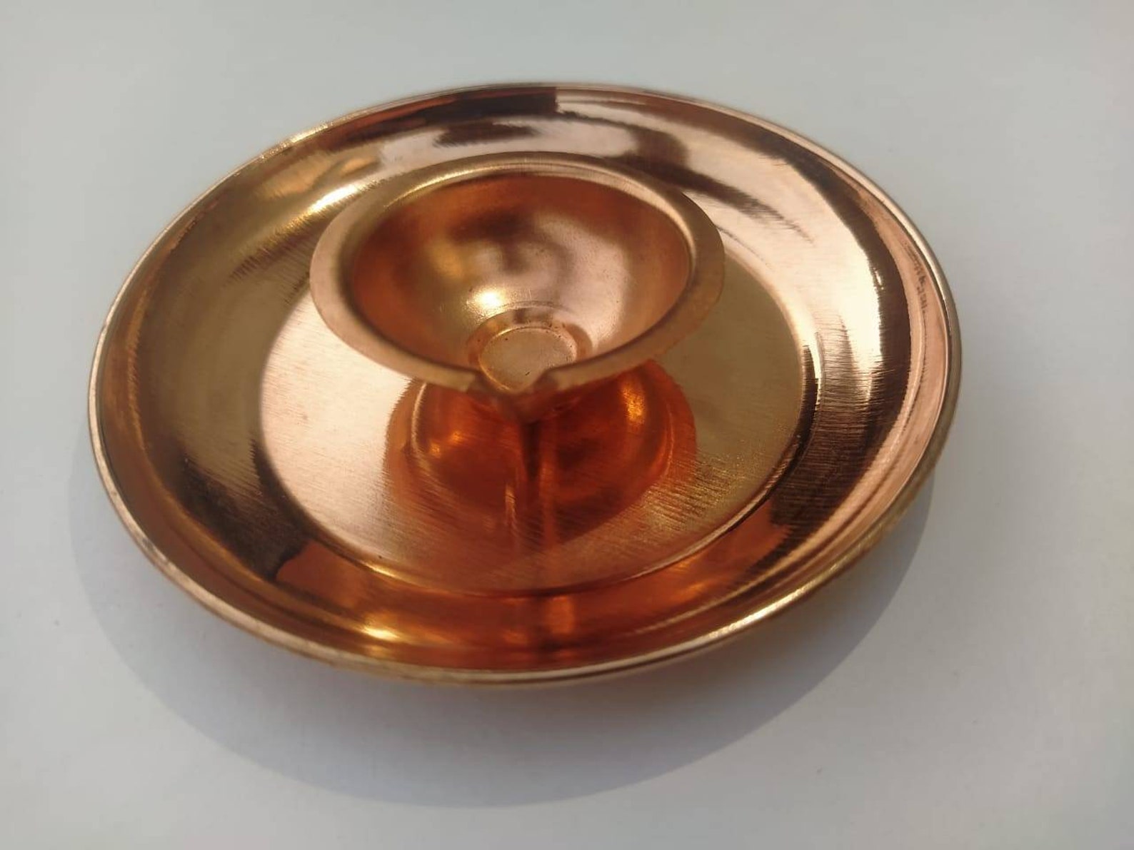 Copper Pooja Plate & Diya / Prasad Plate - Etsy