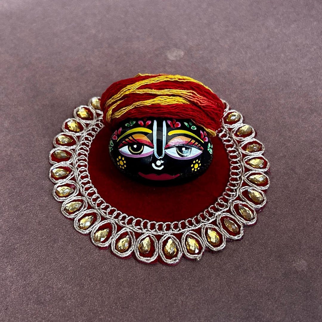 Krishna on Saligram Hand-painted Krishna Idol With Aasan Fine Durable ...